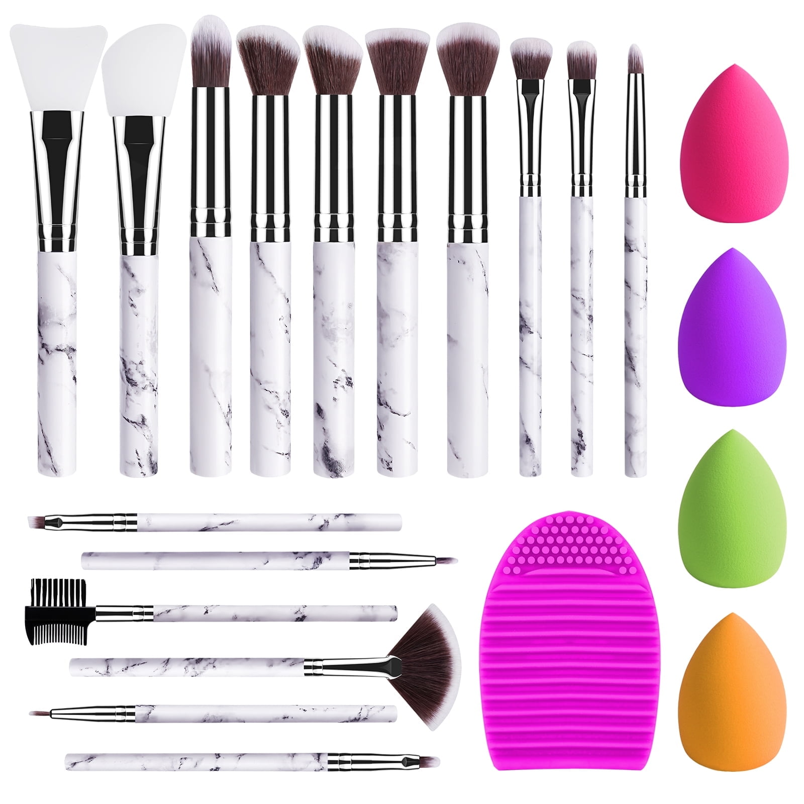 Bestope 16Pcs Makeup Brushes Set, Premium Synthetic, 4Pcs Beauty Sponge ...