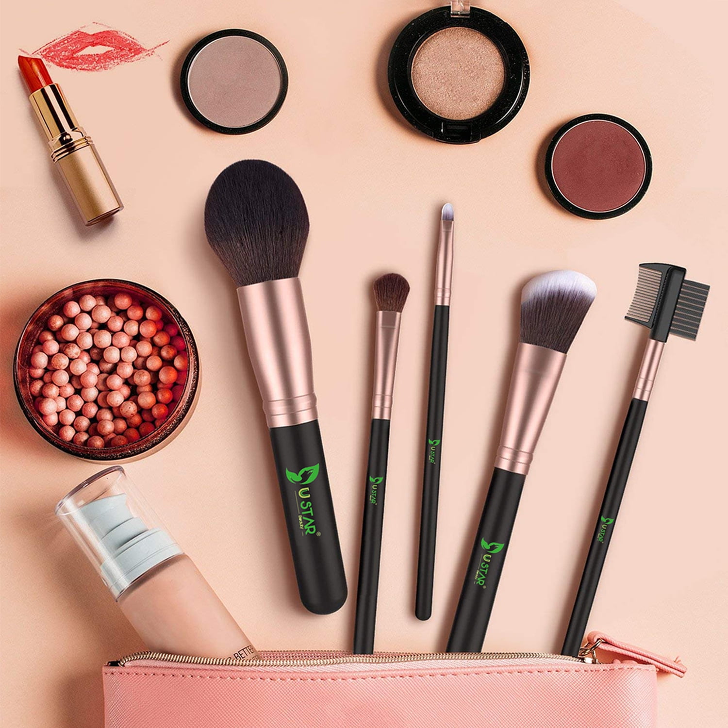 BESTOPE USTAR 18 Pcs Makeup Brushes Set Premium Synthetic Fan ...