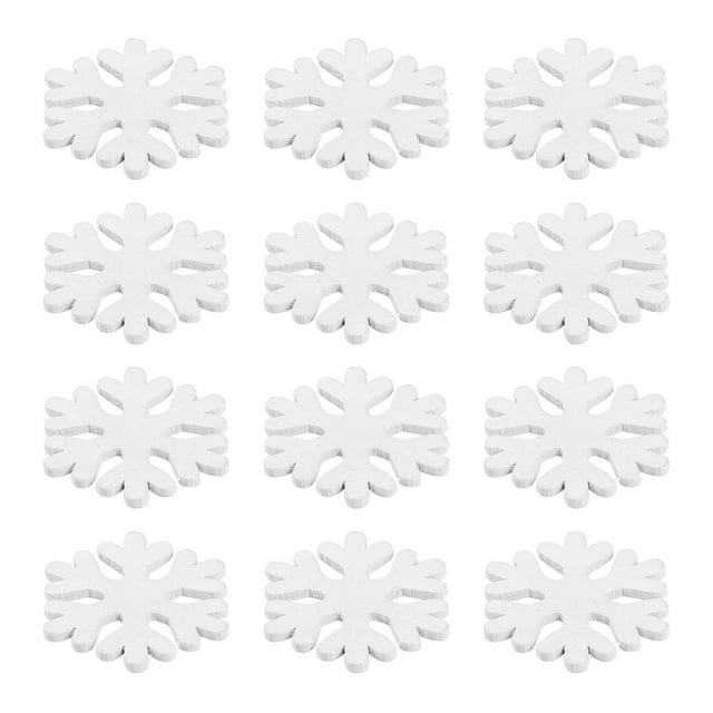 BESTOYARD 100PCS Christmas Mini Snowflake Wooden White Snow Flake Craft ...