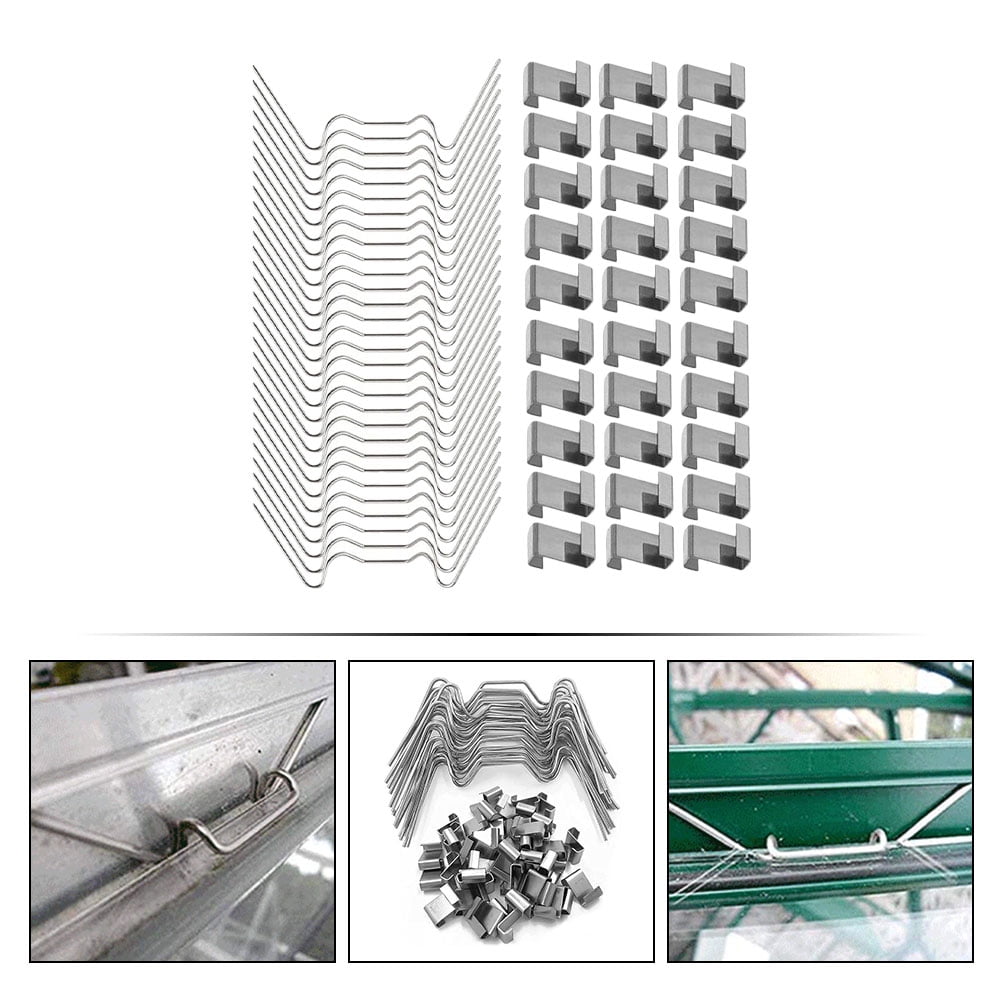 BESTOYARD 100Pcs Greenhouse Glazing Clip Stainless Steel Fixing Glass ...