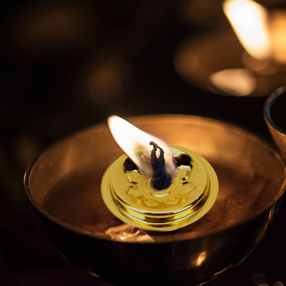 BESTOYARD 15Pcs Golden Metal Oil Lamp Floating Wicks Holder Durable ...