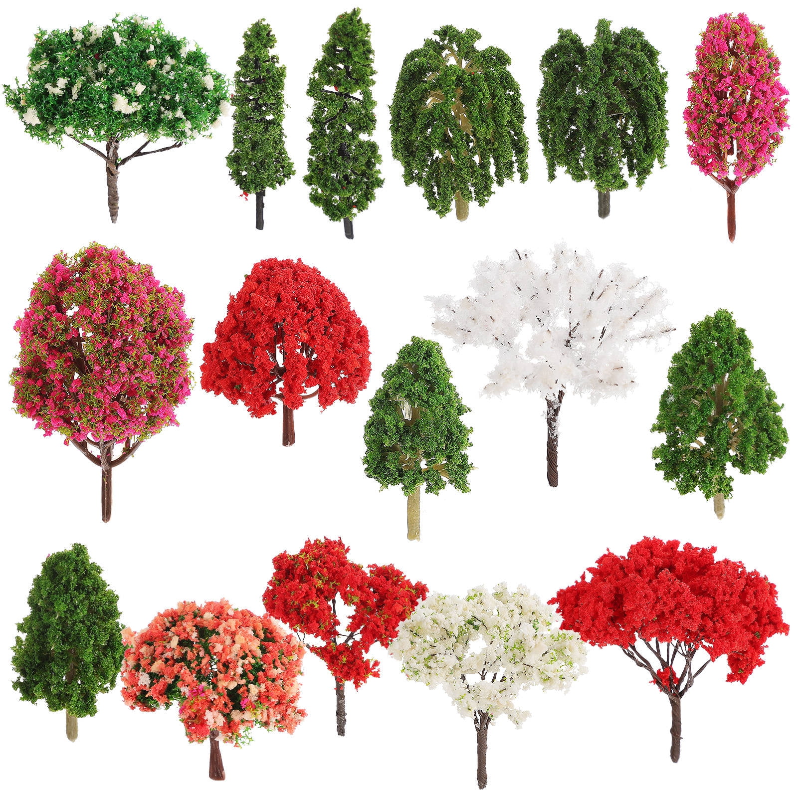 BESTOYARD Mini Tree Model Pvc Multi-Colored 16-Pcs For Mini Gardens ...