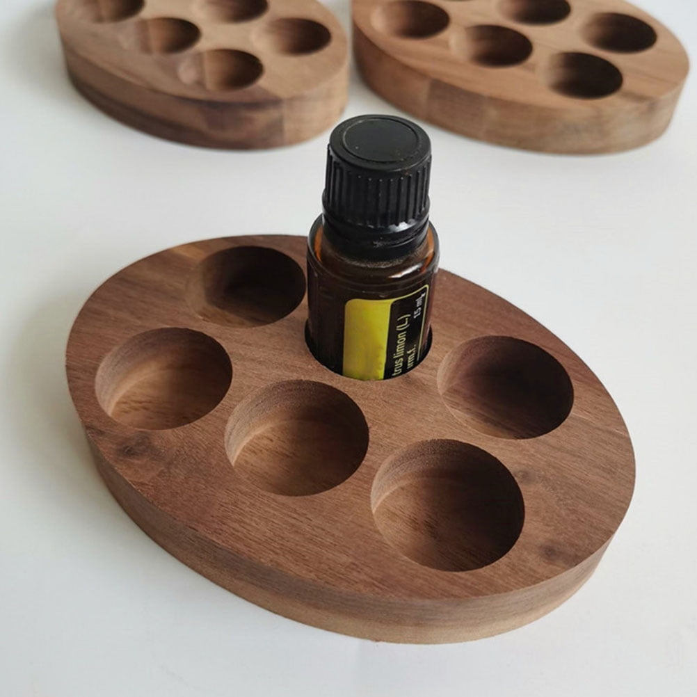 BESTOYARD 1Pack Essential Oil Bottle Display Stand Walnut Wood Rack for ...