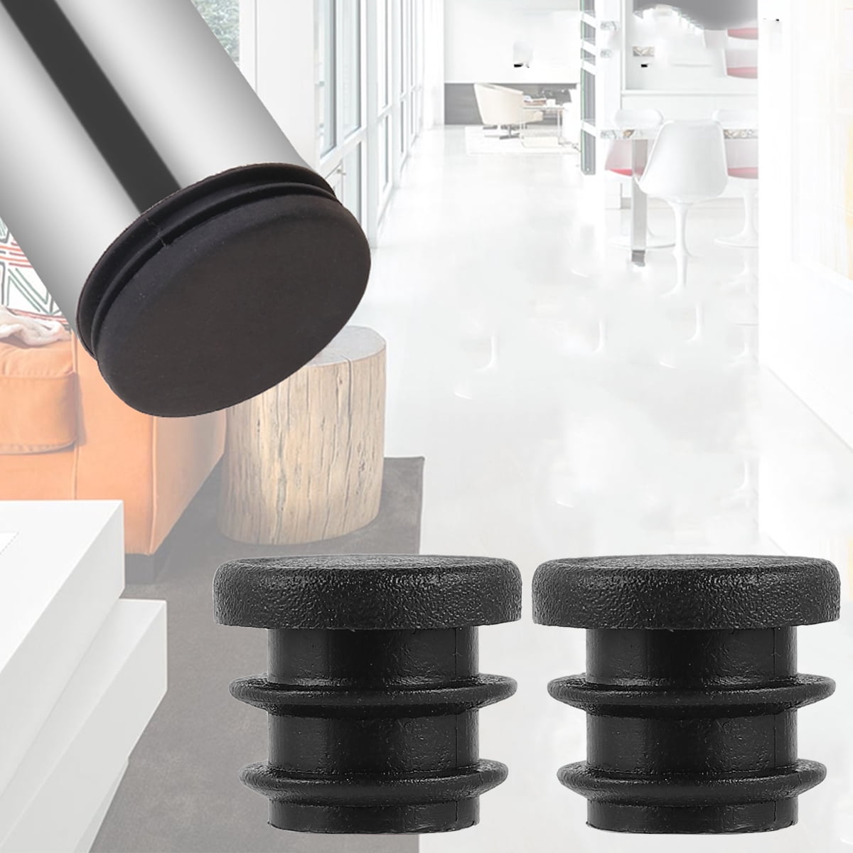 BESTOYARD 100Pcs Furniture Leg Plug End Cap Black Plastic Tube Bung ...