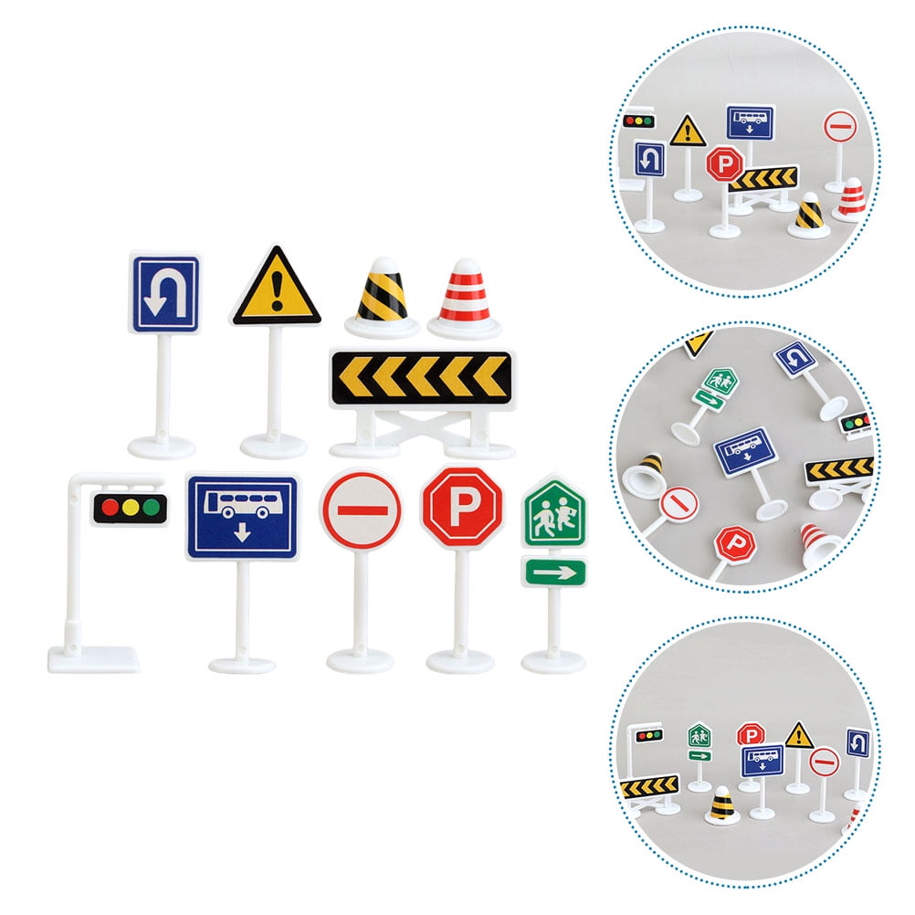 BESTOYARD 20Pcs Mini Traffic Signs Assorted Color Safety Awareness ...