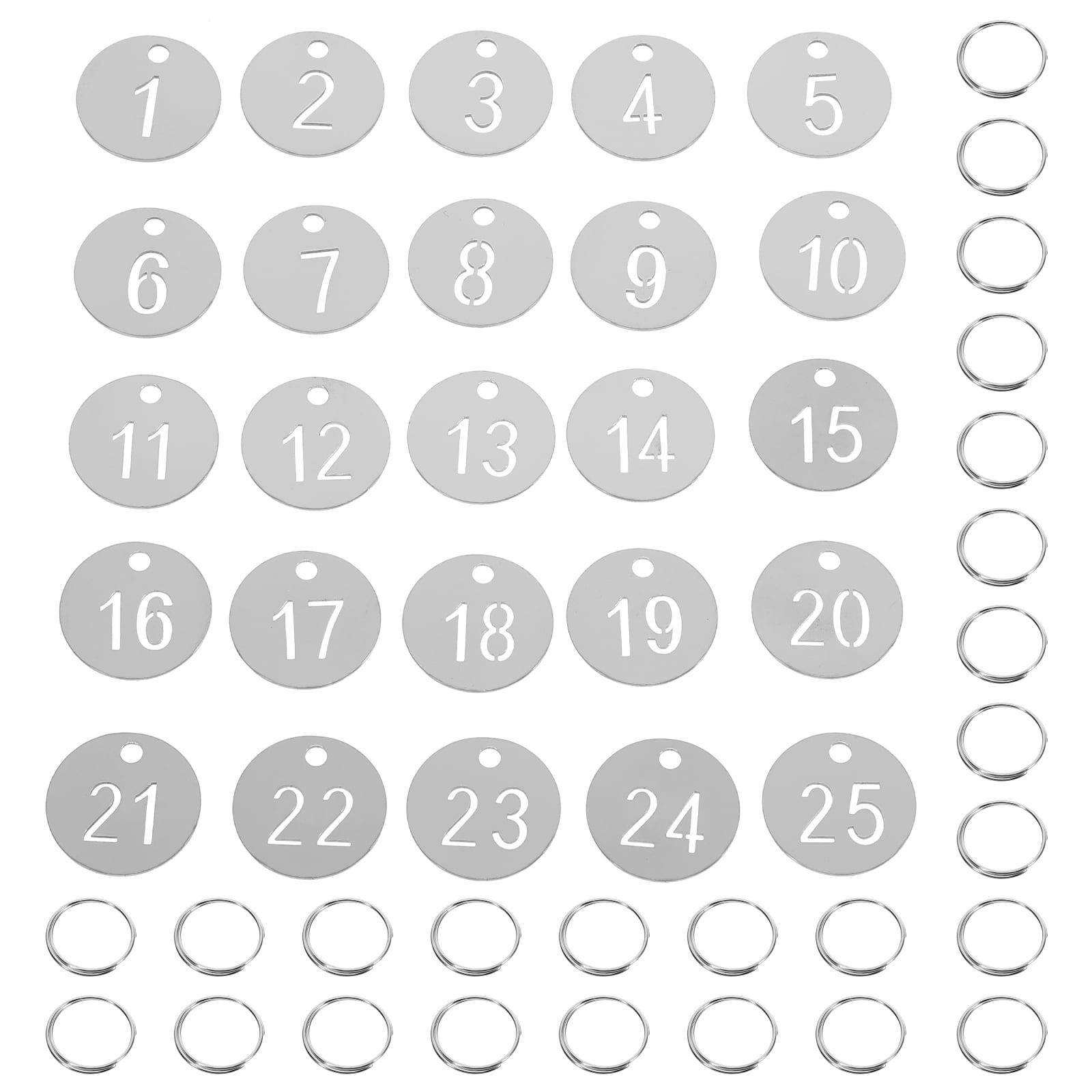 BESTOYARD 25Pack Numbered ID Tags Stainless Steel Round Identification ...