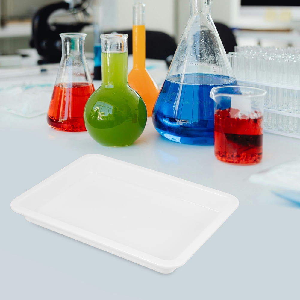 BESTOYARD 4Pcs Laboratory Trays White Plastic Rectangular for Reagent ...