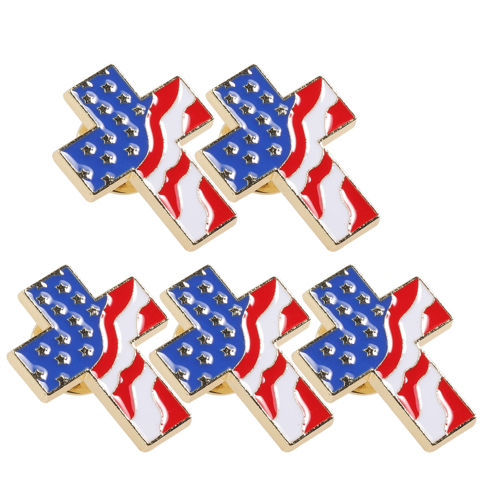 BESTOYARD 5pcs American Flag Cross Pins Patriotic Brooches for ...
