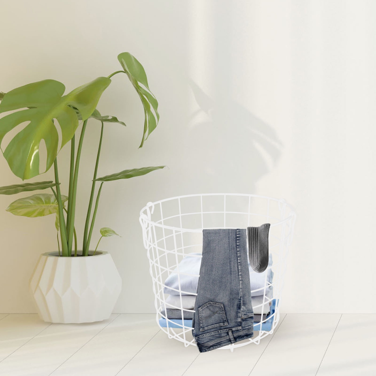 BESTOYARD White Iron Wire Desktop Basket for Storage and Easy Transport ...