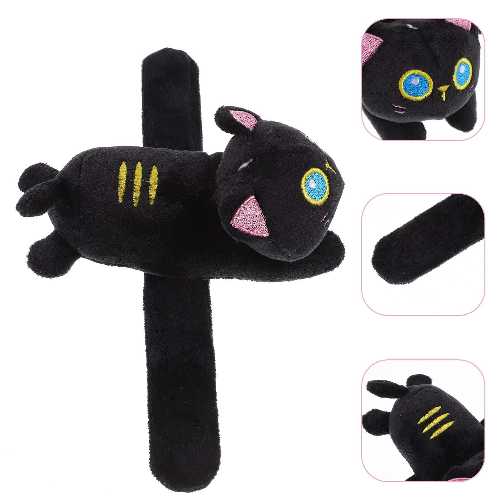 BESTOYARD Black Cat Plush Slap Bracelet Easy to Wear Animal Wrist Band ...