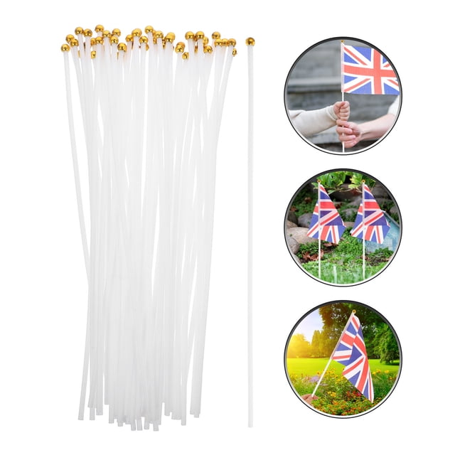 BESTOYARD 50Pcs White Plastic Flag Pole for Sports and Meeting Room ...