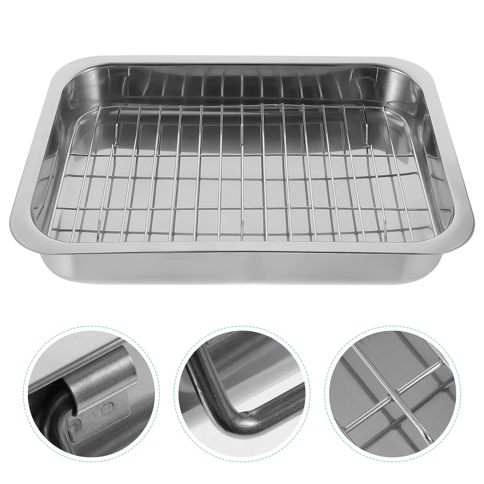 BESTOYARD Rectangular Deep Roaster Pan Tray: Stainless Steel Nonstick ...