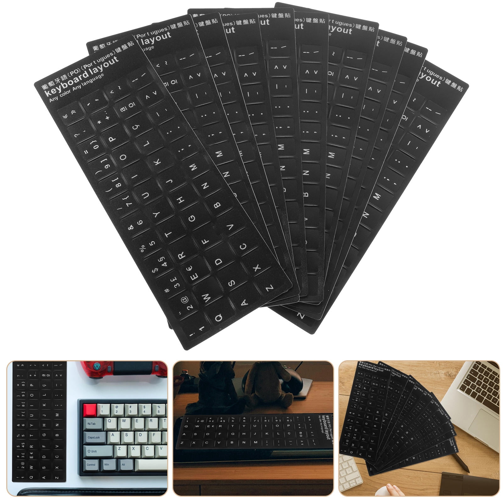 BESTOYARD Durable White PVC Foreign Language Keyboard Stickers for ...