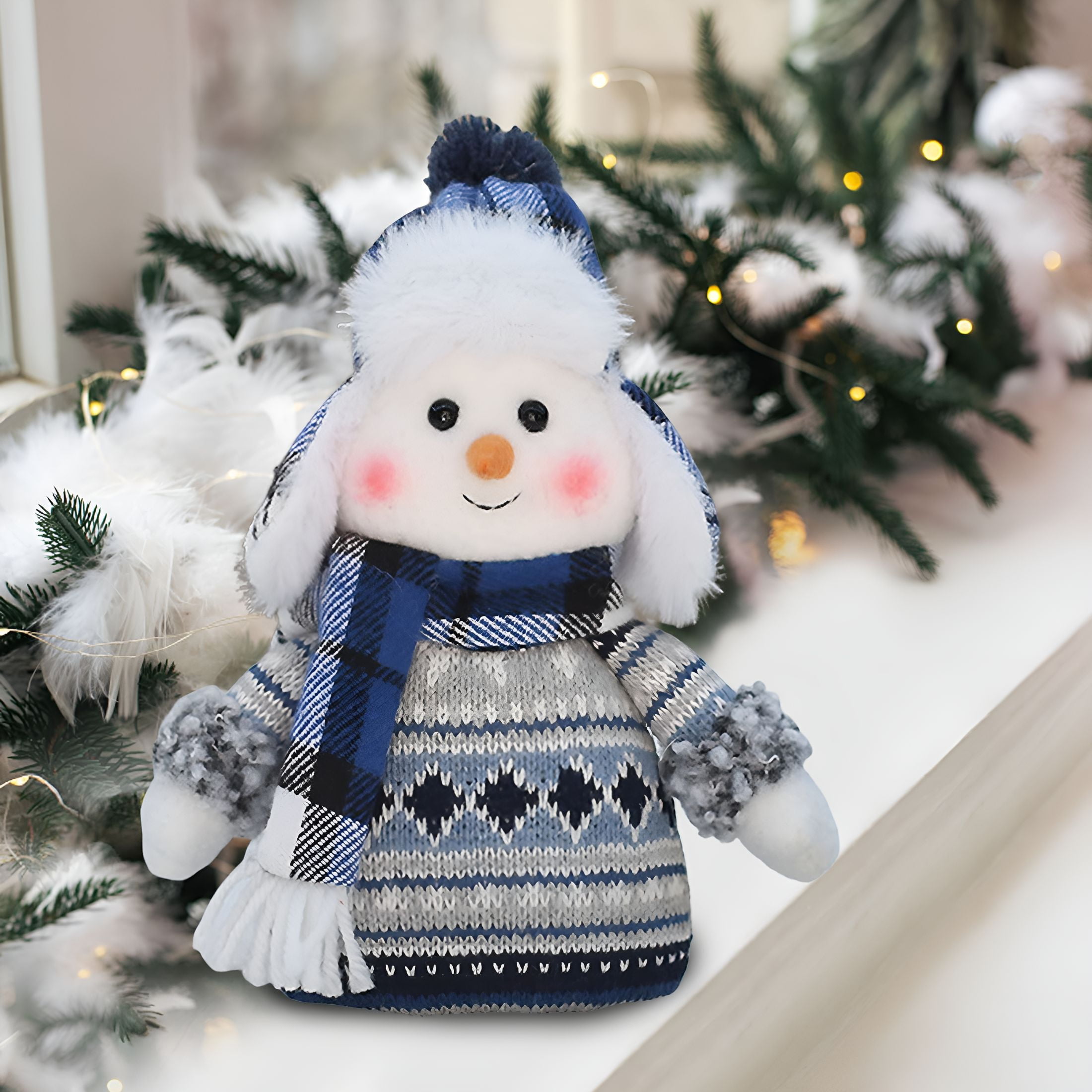 BESTSKY 1 PCS Christmas Handmade Gift Cute Snowman Animated Plush Knit ...