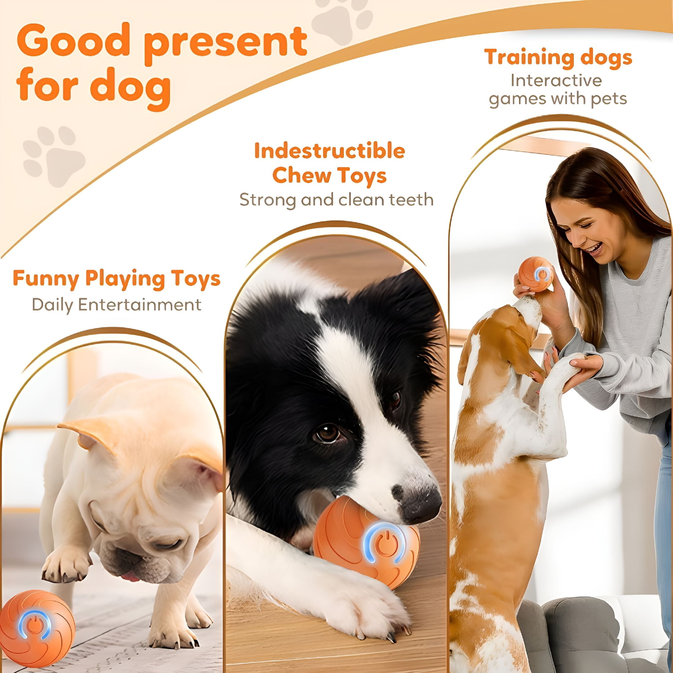 BESTSKY 1 Pack Smart Jumping Ball Dog Toy, Interactive Bouncing Toys ...