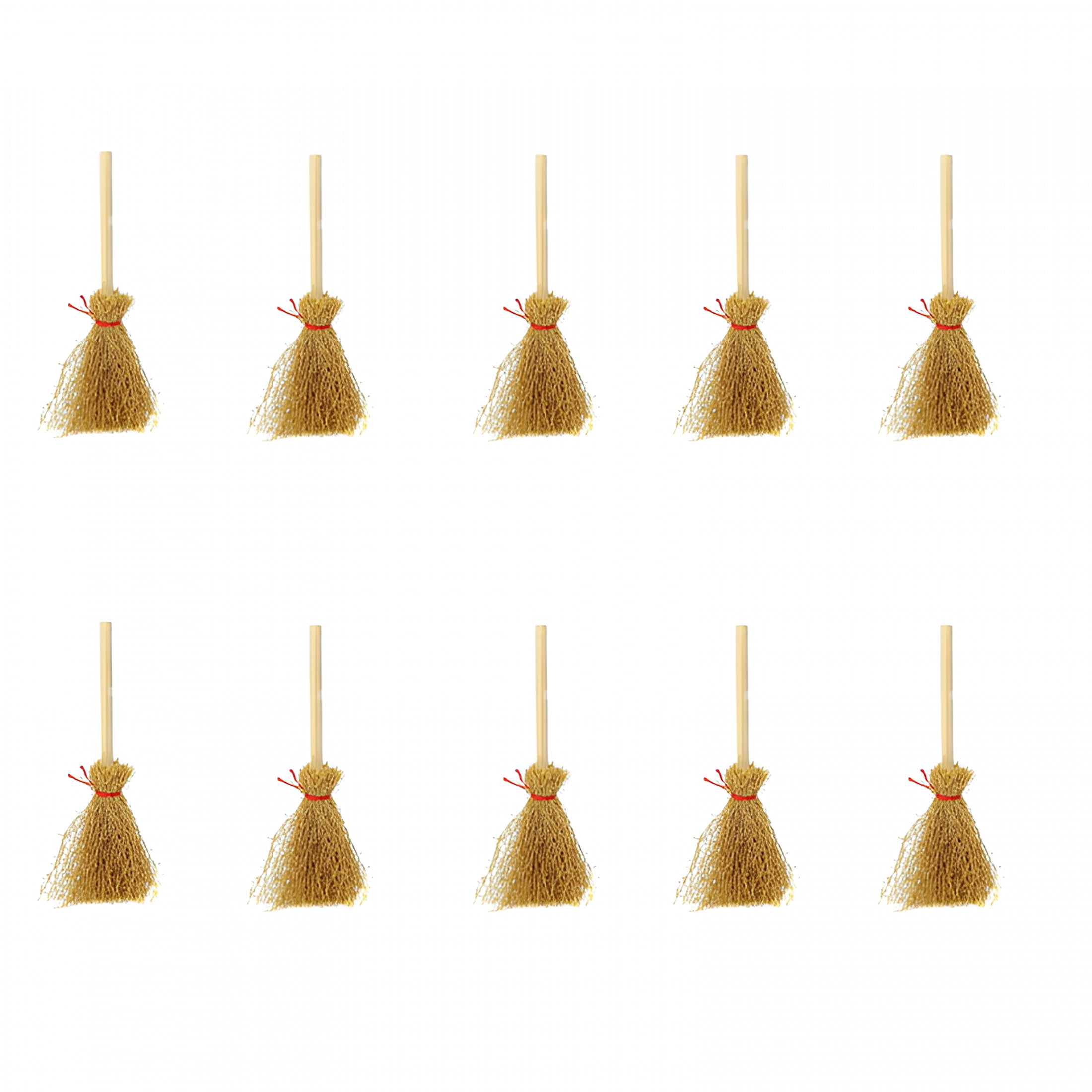 BESTSKY 10 Pcs Realistic Straw Broom Handmade Miniature Crafts Mini ...