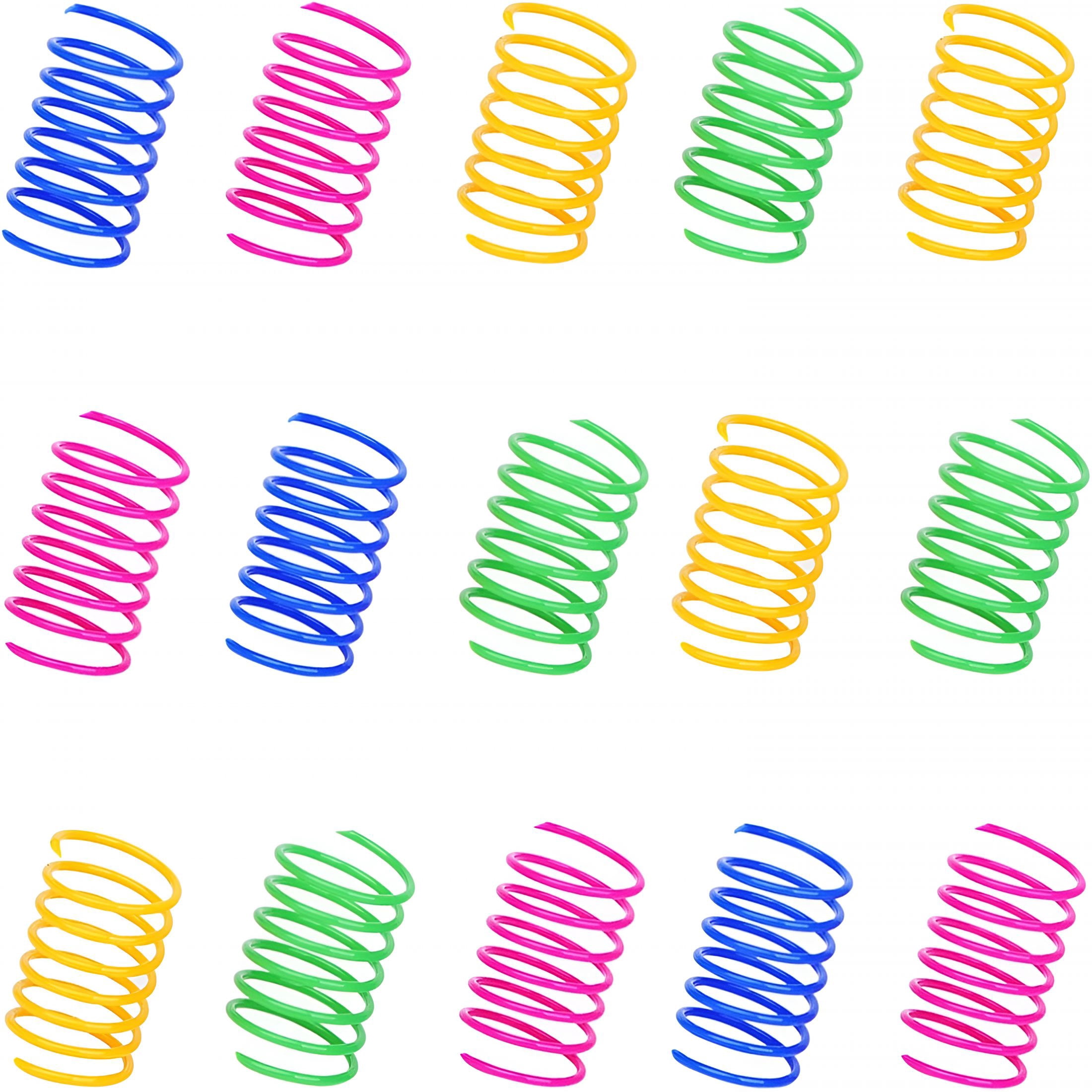 BESTSKY 100 Pack Pet Wide Colorful Springs Cat Toys Plastic Coil Spiral ...