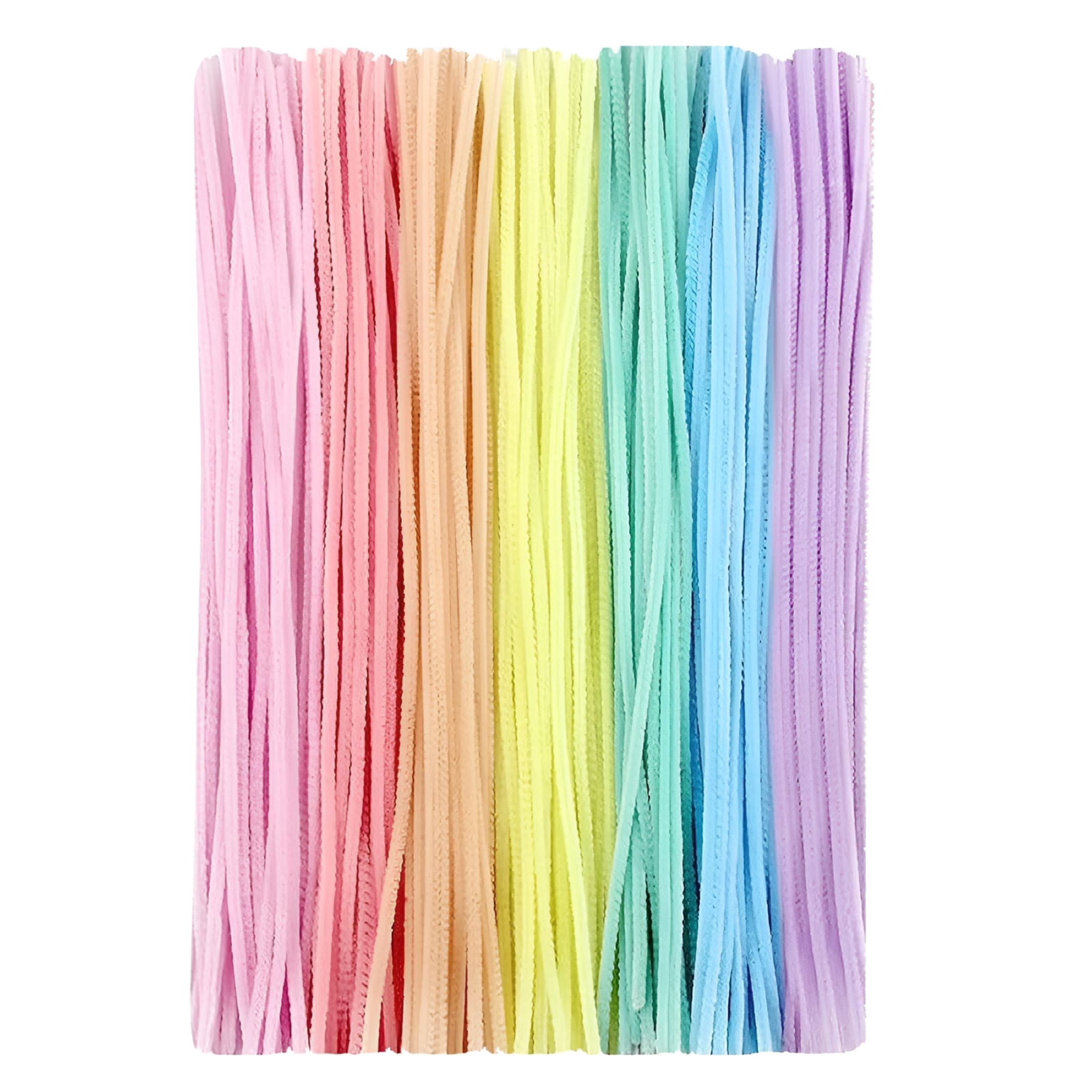 BESTSKY 100 Pieces Pastel Pipe Cleaners, Fuzzy Chenille Stems, Fuzzy ...