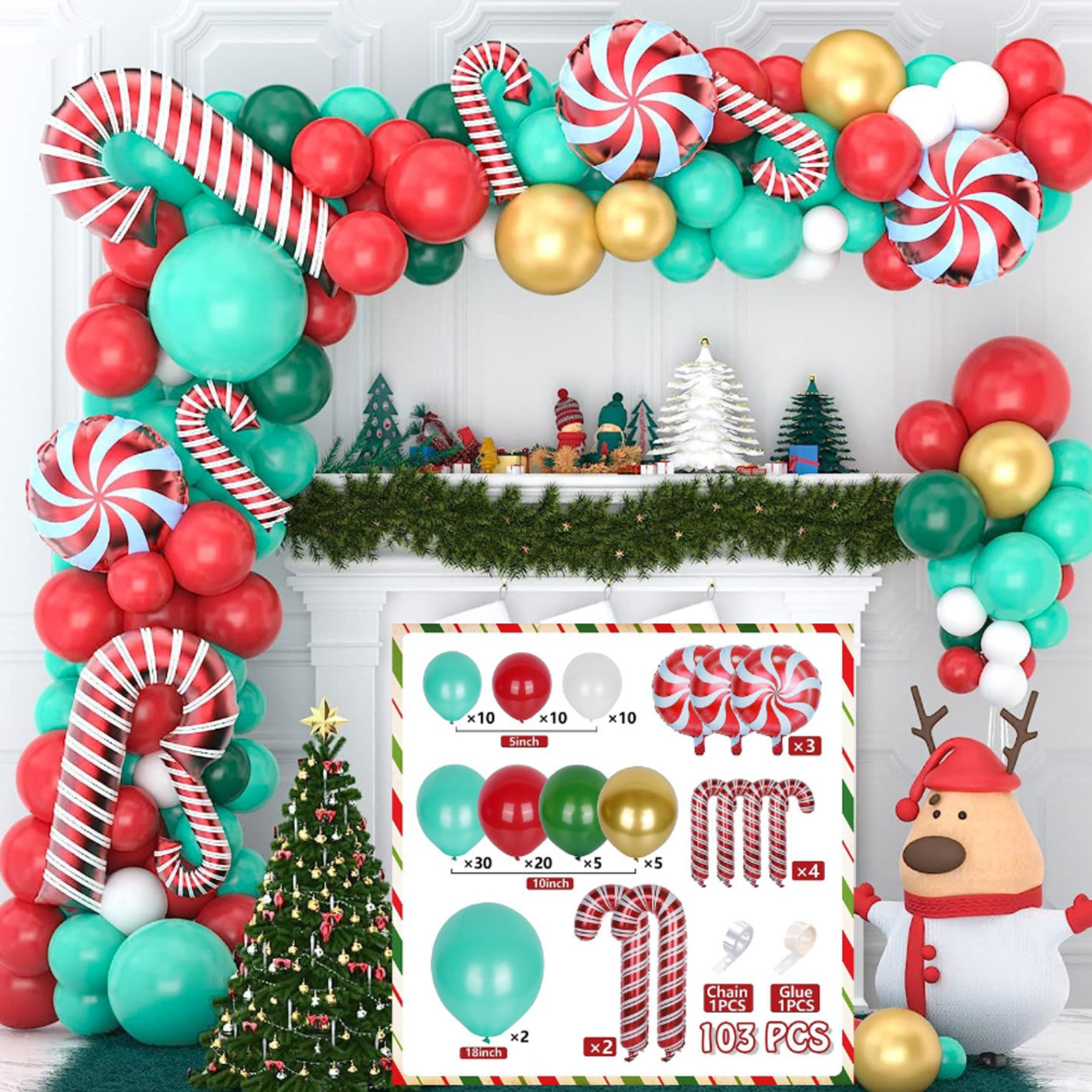 BESTSKY 103 Pcs Balloon Arch Kit,Non-Toxic Aluminum Latex Balloon ...