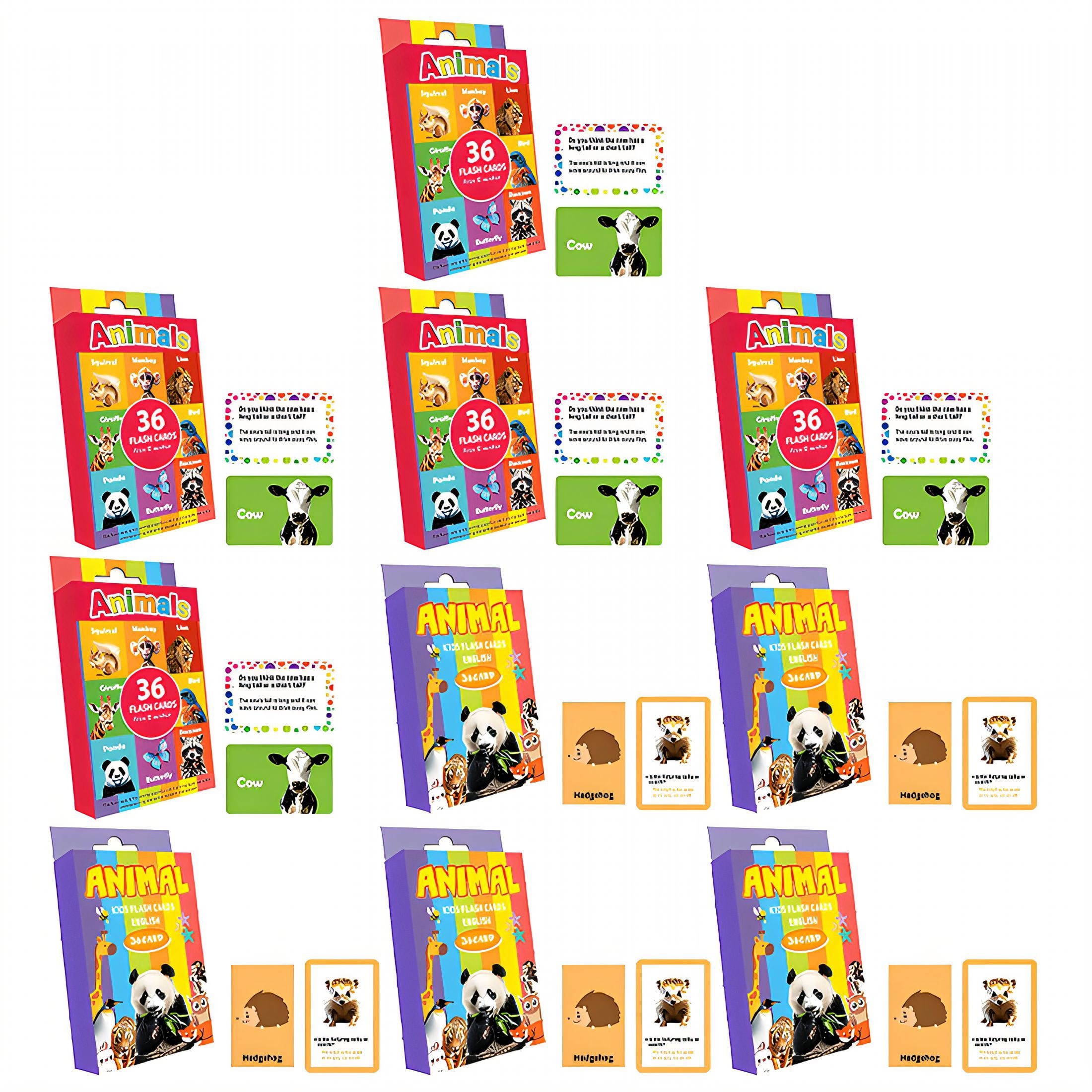 BESTSKY 10 Pack Flash Cards,Animal,Cartoon Animal Toddler Flash Cards ...
