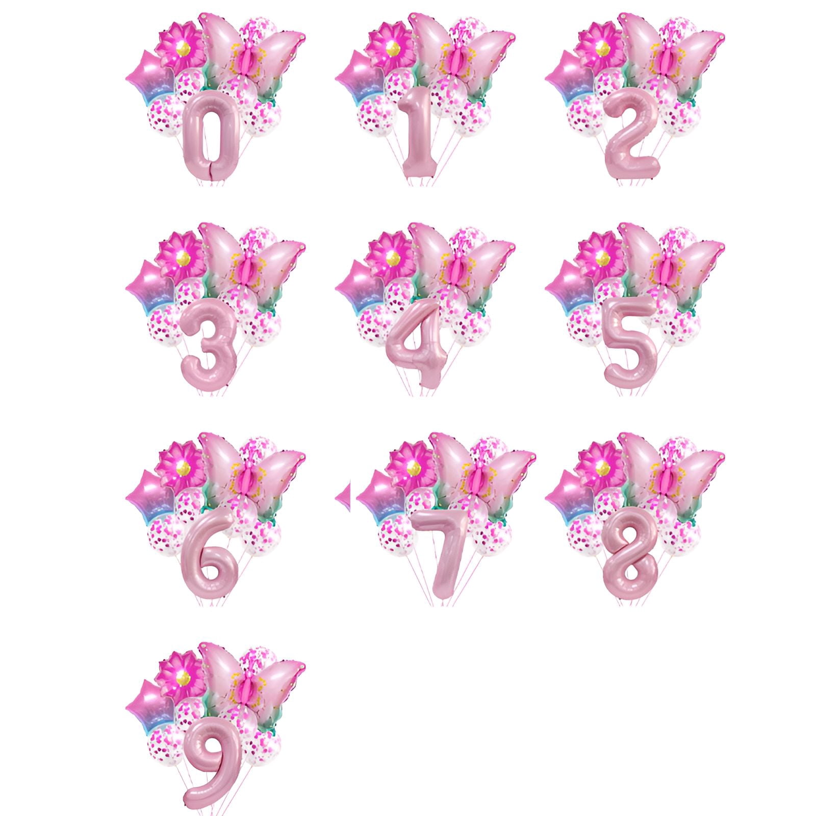 BESTSKY 110Pcs Number Balloons,Pink Gradient Balloons Birthday ...