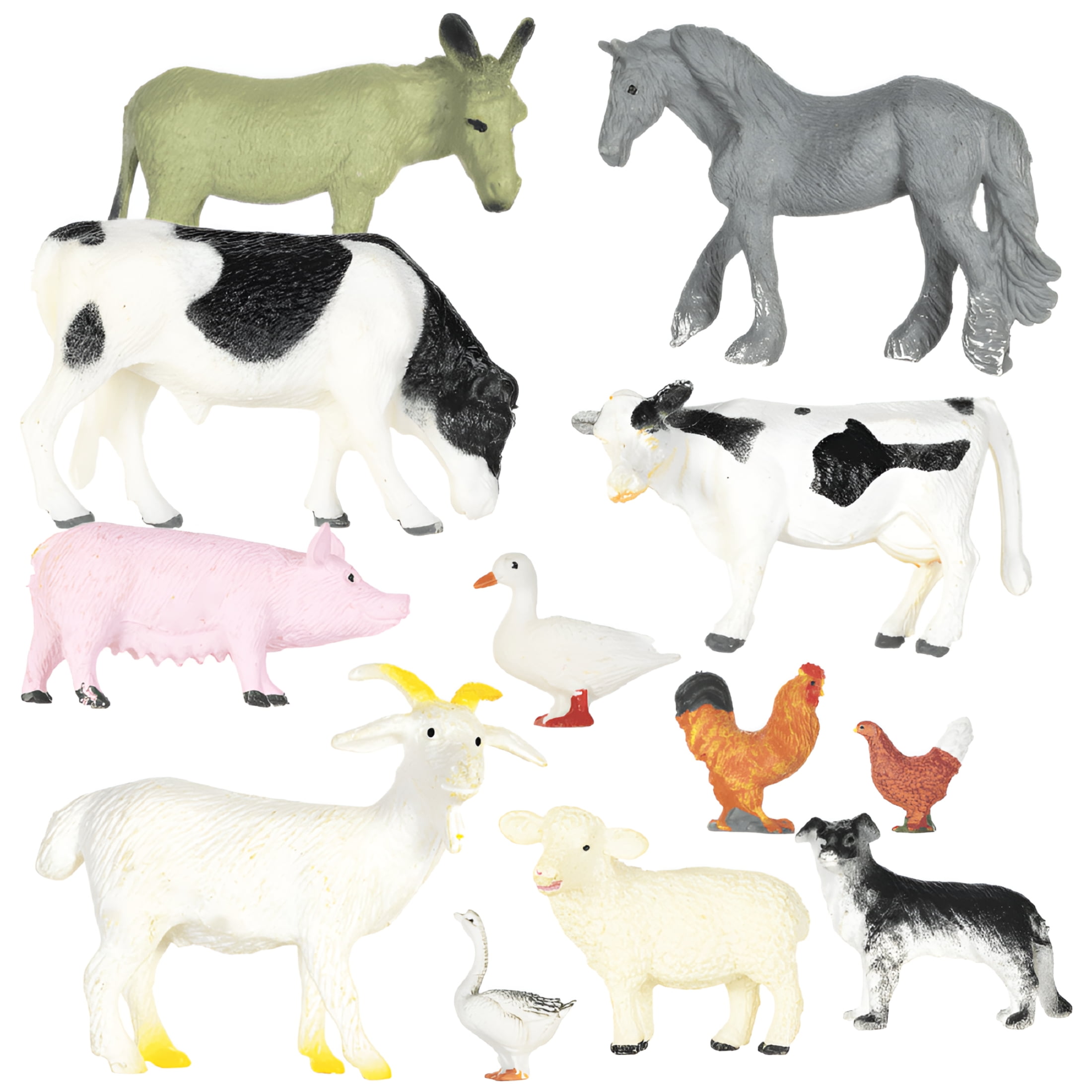 BESTSKY 12 Pack Farm Animals Figures,Realistic Simulation Plastic Farm ...