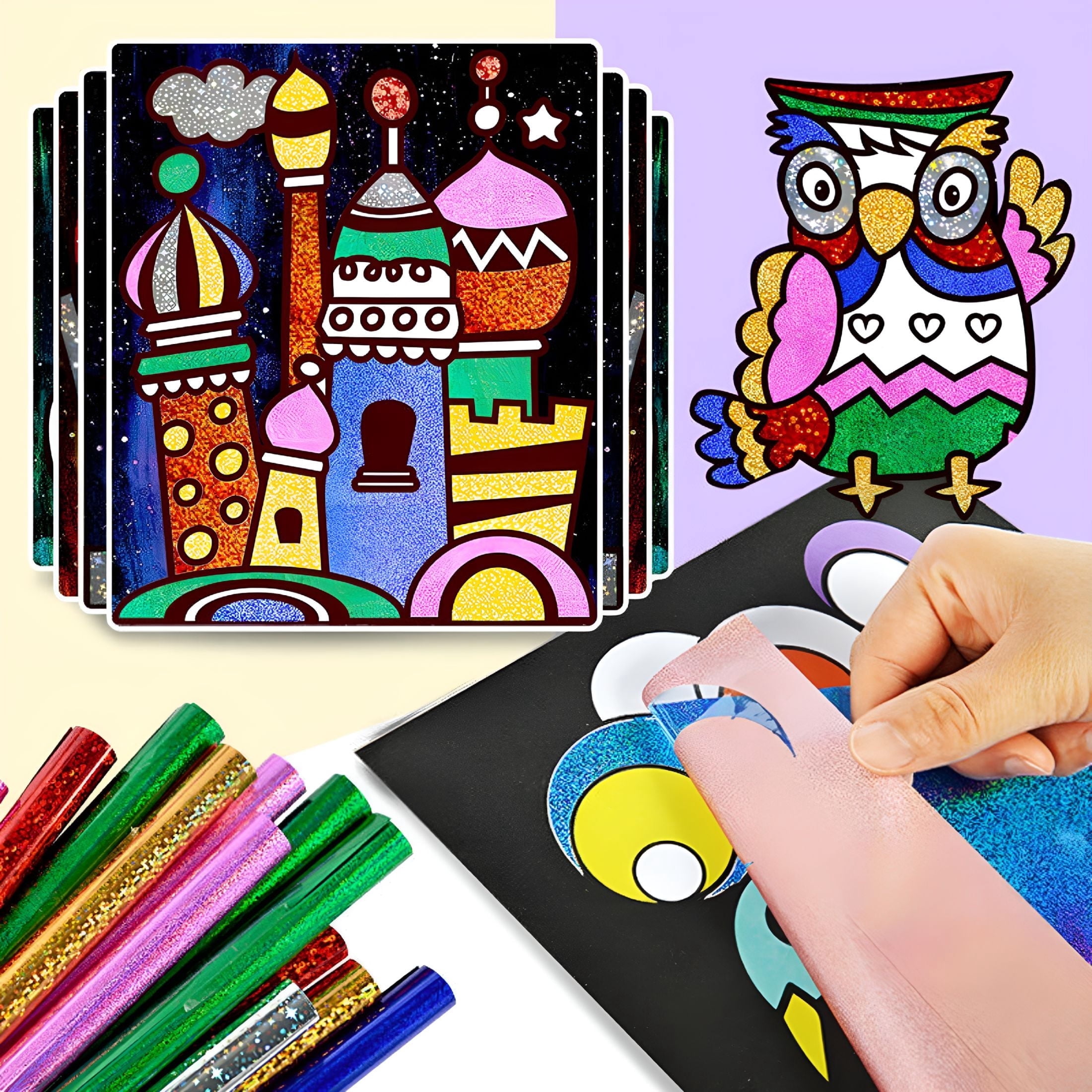 BESTSKY 12 Pack – Foil Art Kit for Kids,Foil Fun Craft Set with Triple ...