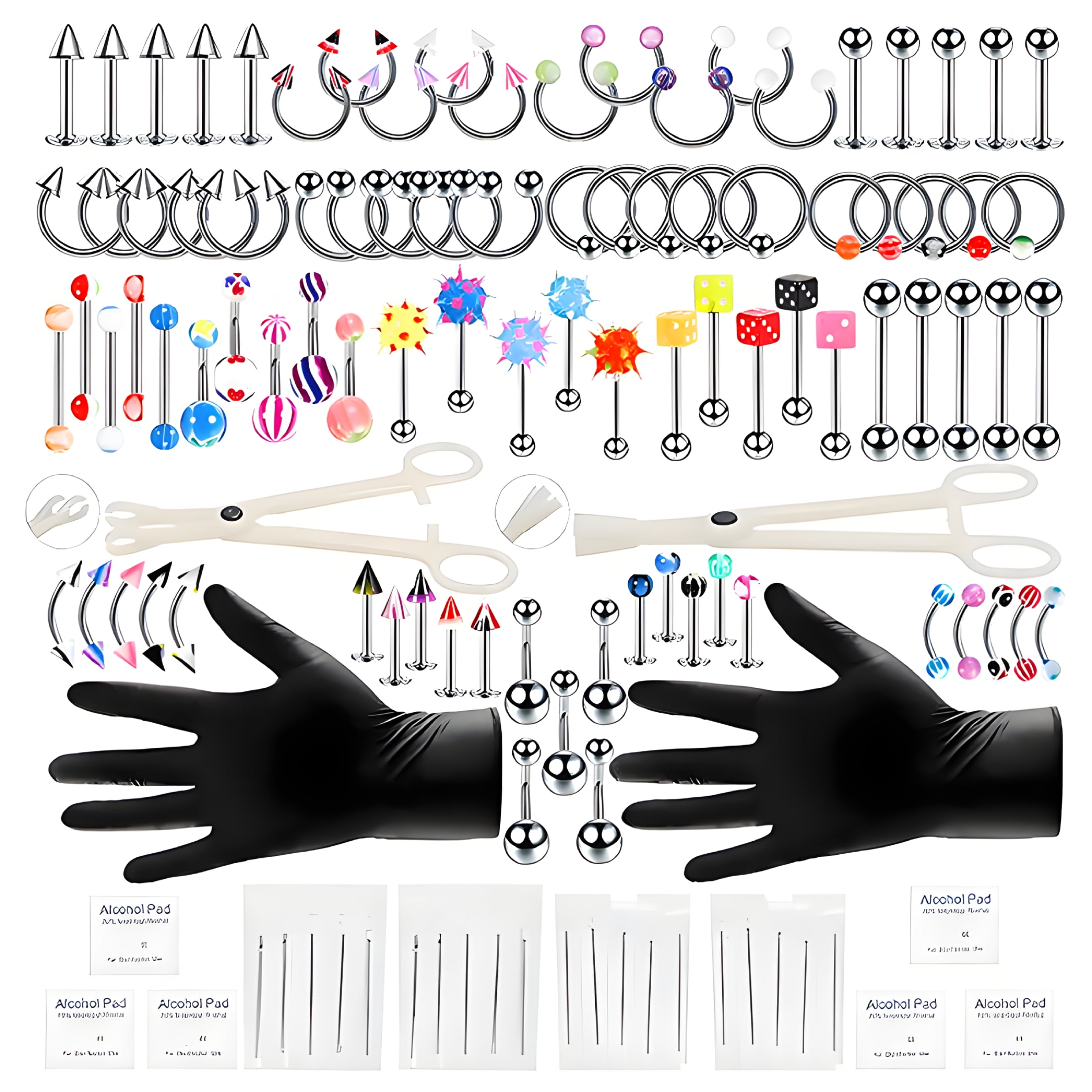 BESTSKY 120Pcs Piercing Kit with Stainless Steel Piercing Needles ...