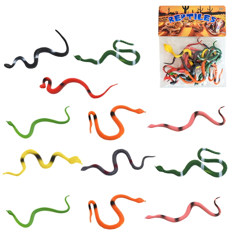 BESTSKY 12Pcs Fake Bugs,Small Snake Model Plastic Bugs,Snake Knowledge ...