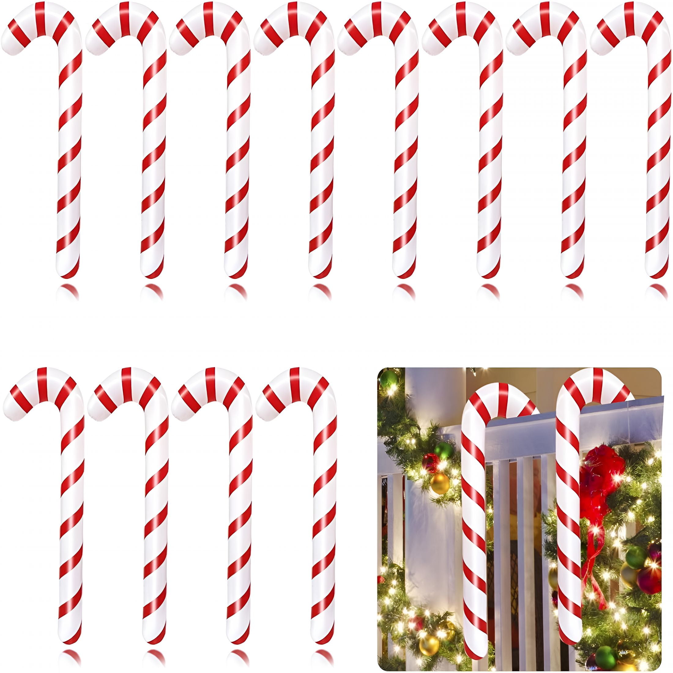 BESTSKY 12Pcs Inflatable Candy Canes Balloons for Christmas Candy Cane ...