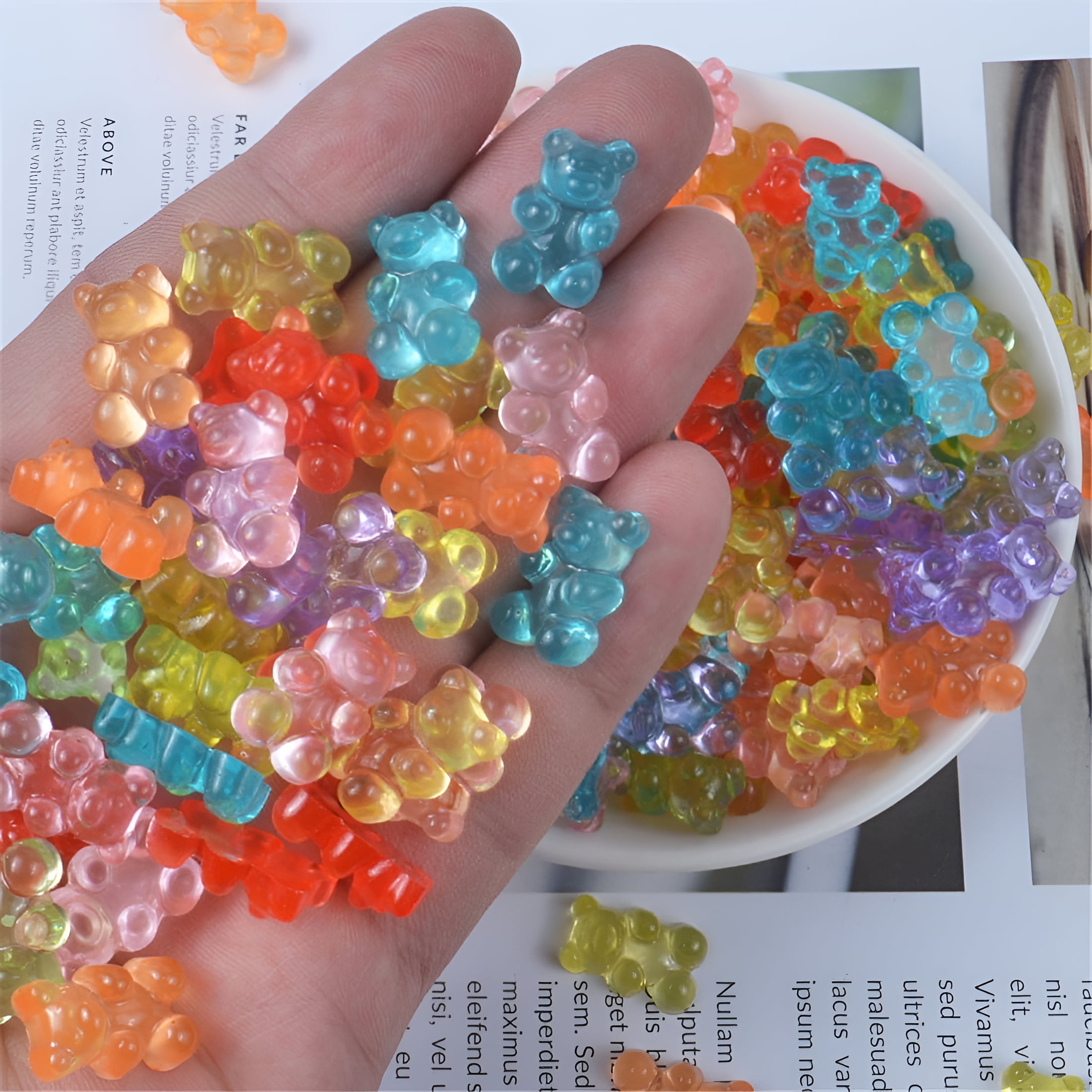 BESTSKY 12Pcs Mini Bear Beads Rubber Soft Slime Charms Plasticine Slime ...