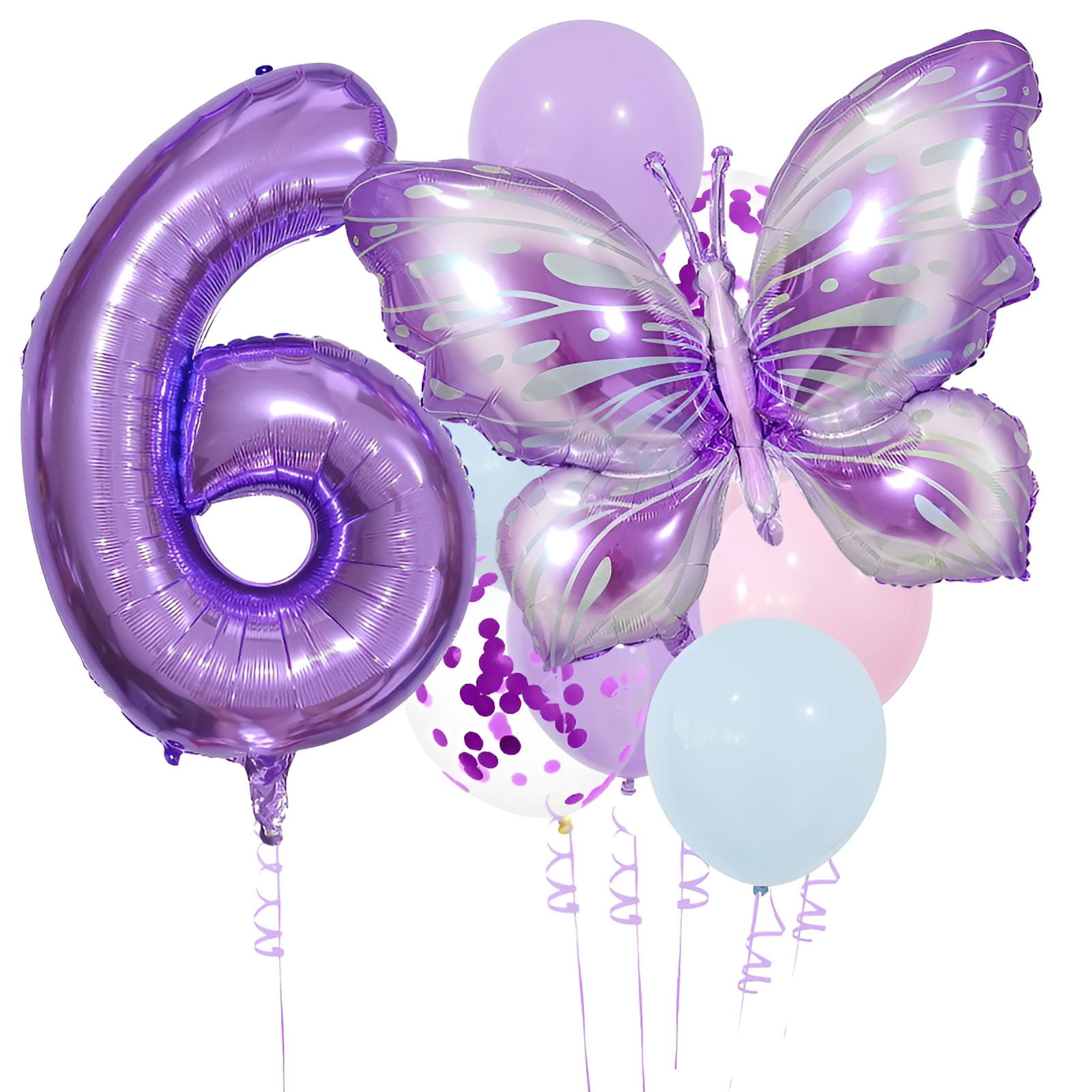 BESTSKY 12Pcs Number Balloons,Sweet Butterfly Setup Balloons for Birthday Party,Energetic Flower ...