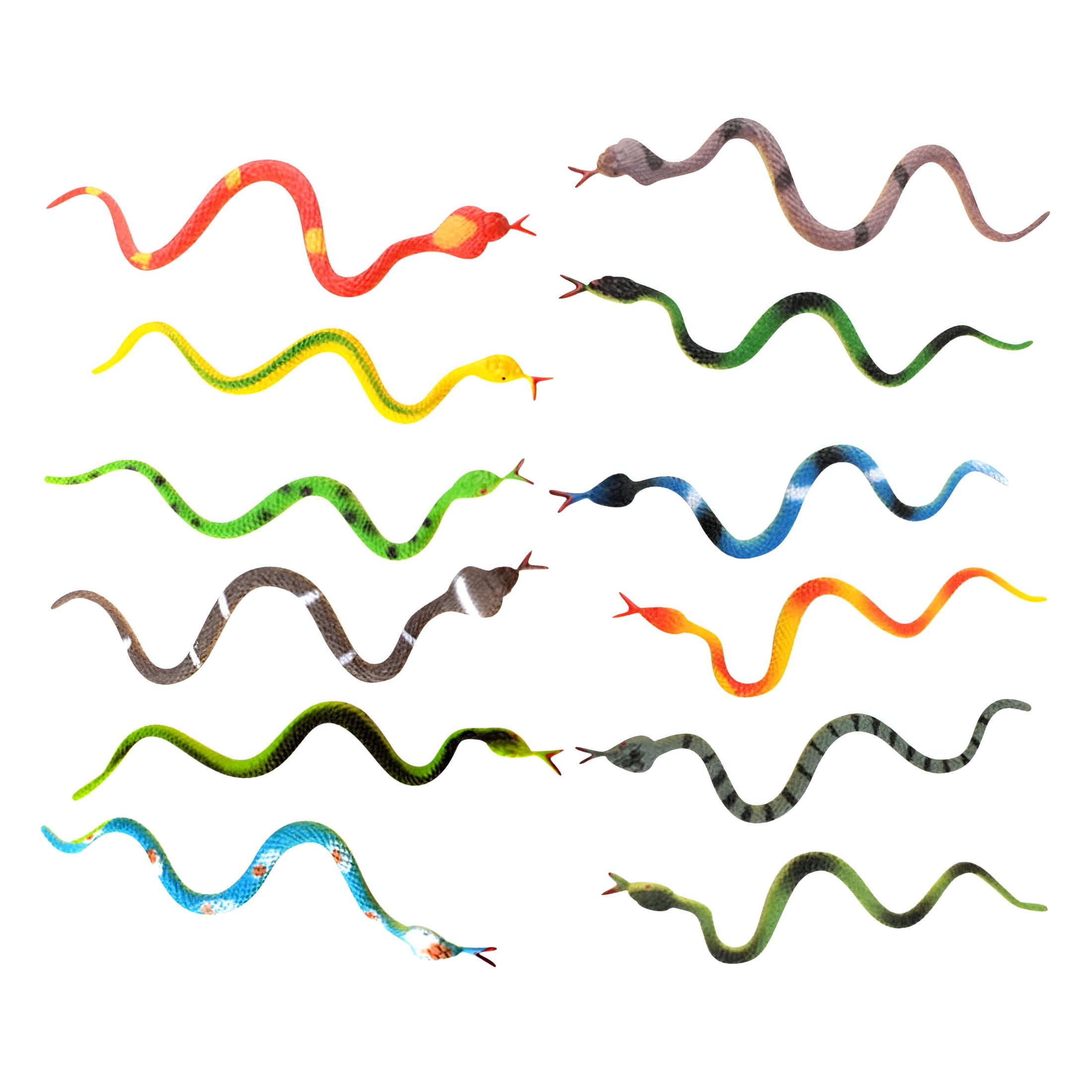 BESTSKY 12Pcs Plastic Snakes Toys Bulk,4 Inch Mini Rubber Fake Snakes ...