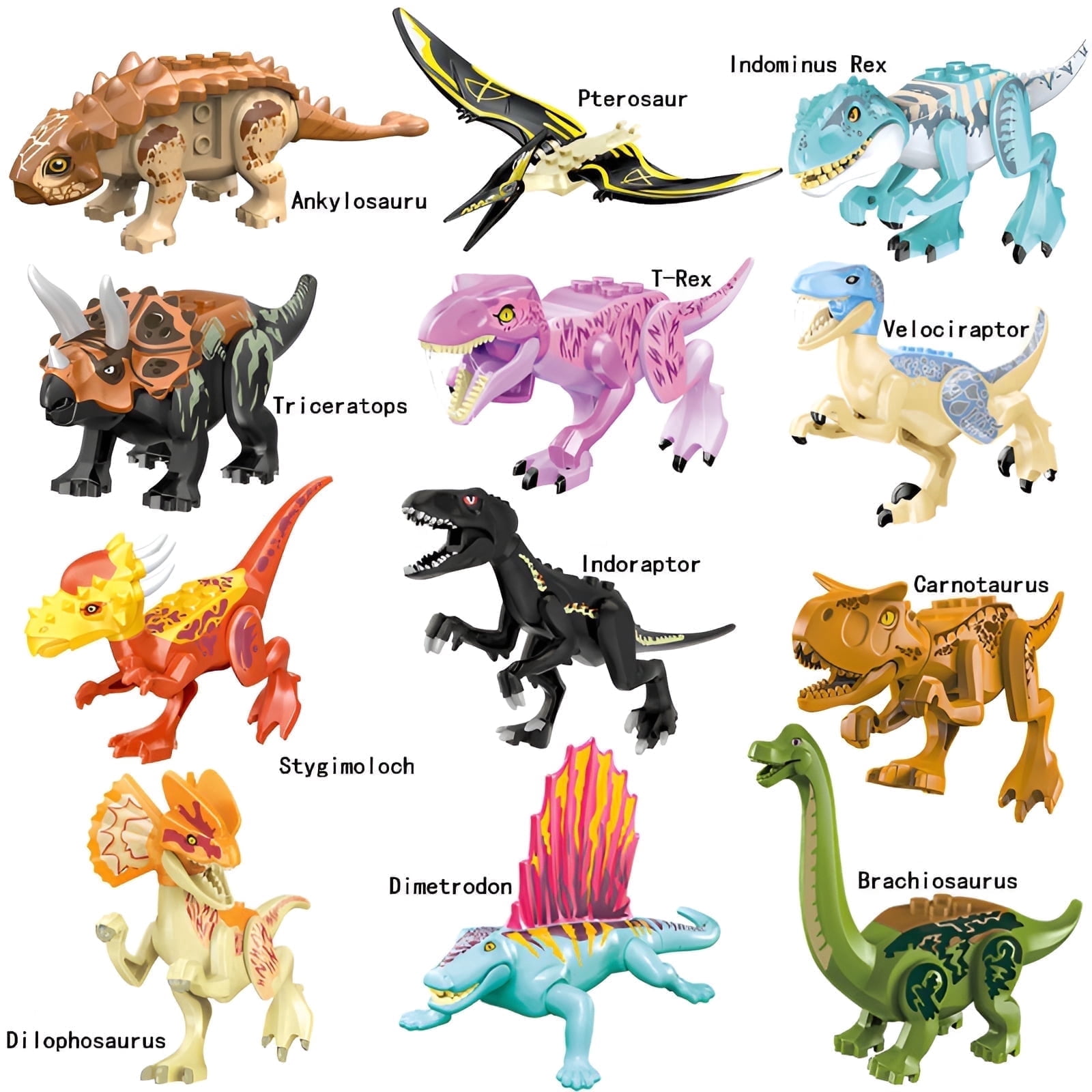 BESTSKY 12Pcs Toddler Blocks,Realistic Dinosaurs Building Blocks ...