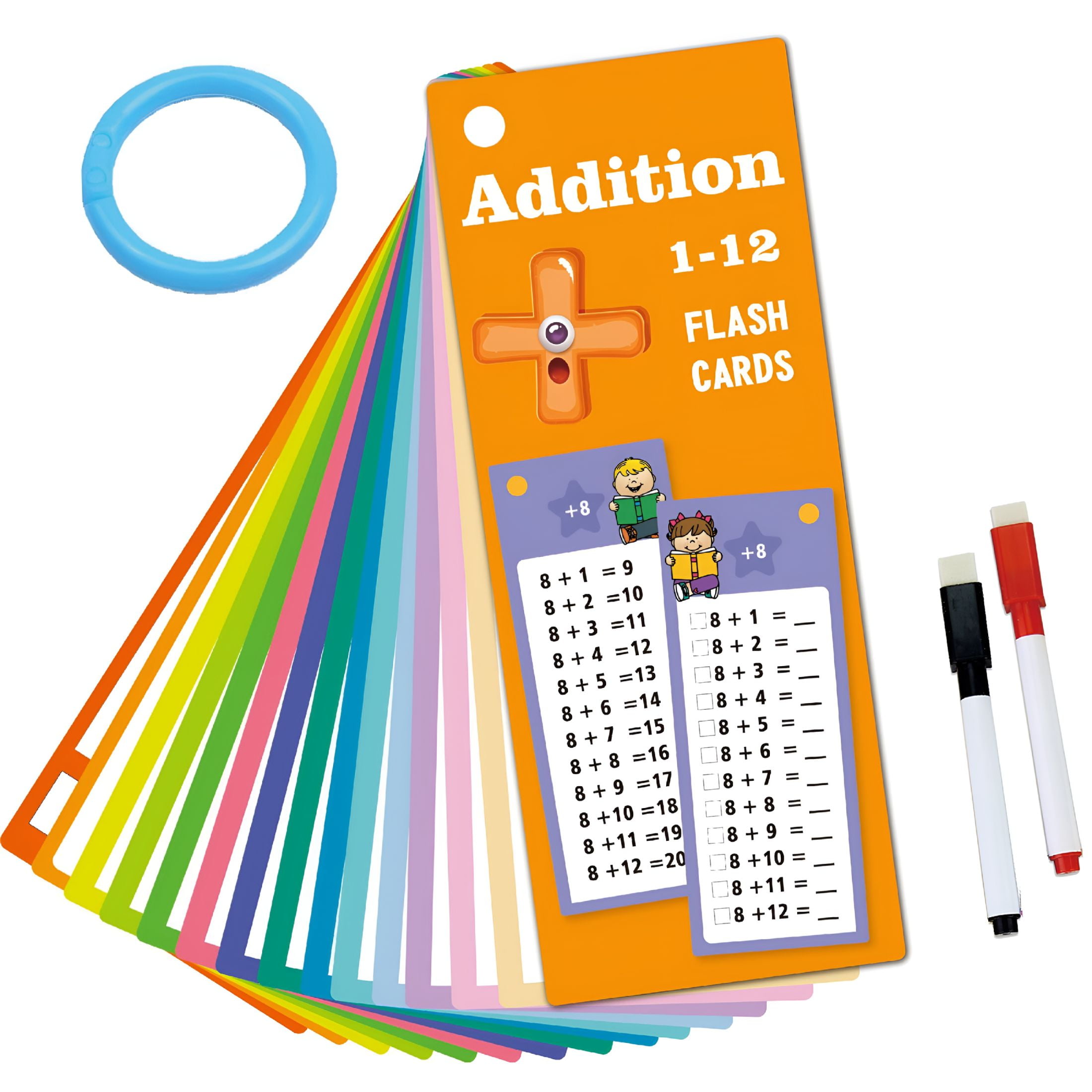 BESTSKY 15 Piece Reusable Math Addition Flashcards Erasable Persistent ...
