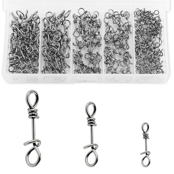 BESTSKY 150-Pack Fly Fishing Snaps Twist Clips,3 Sizes Stainless Steel ...