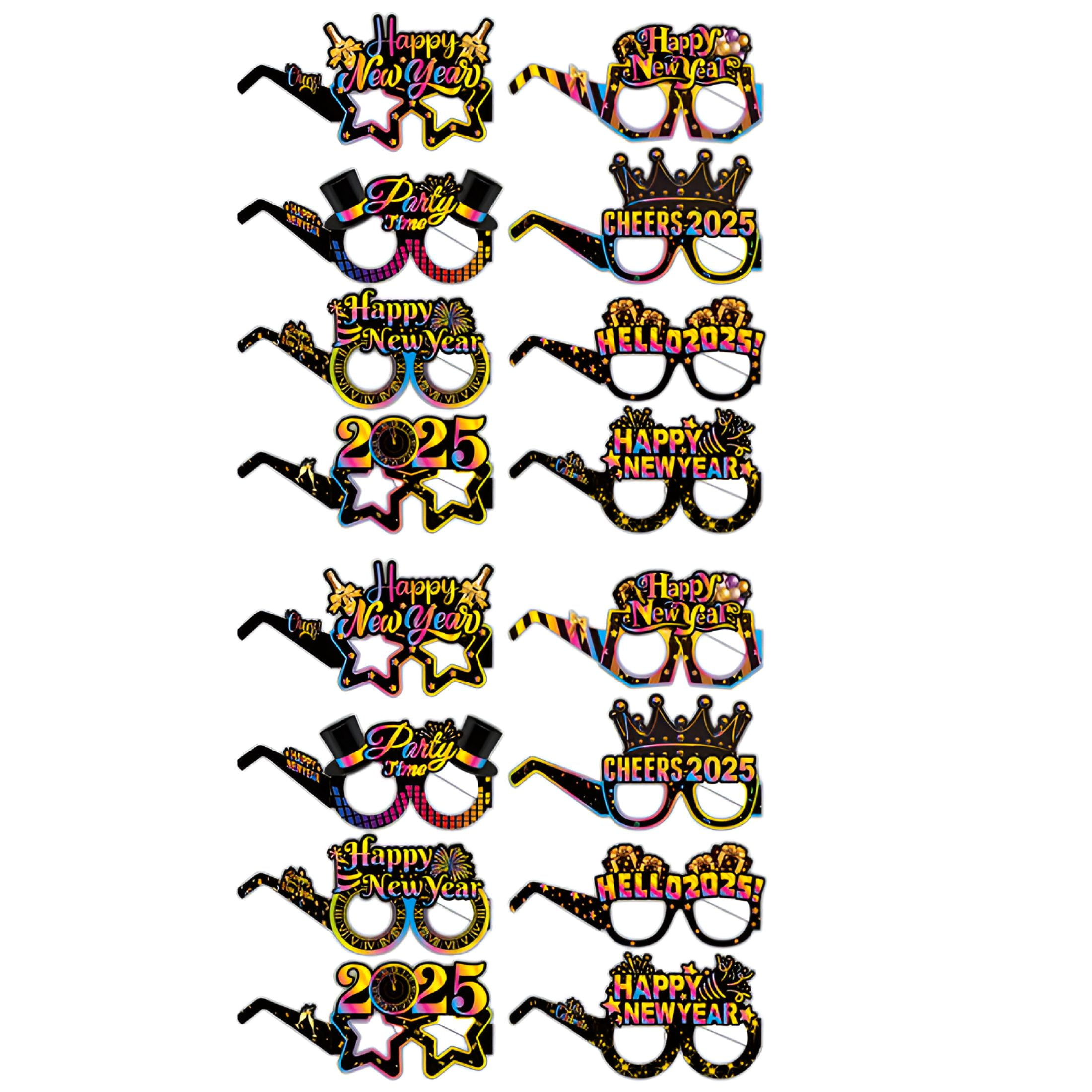 BESTSKY 16Pcs 2025 Happy New Year Eyeglasses Fancy New Year Party ...