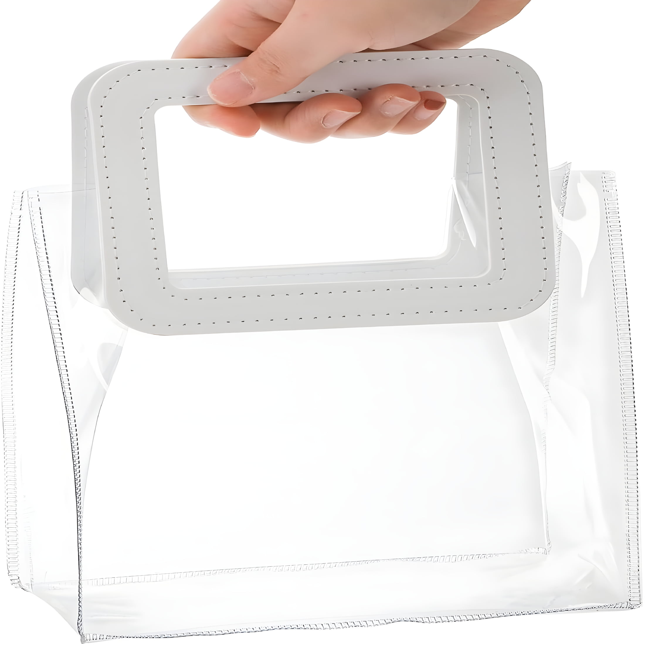 BESTSKY 18 Pack Clear Gift Bags with White Handles, Transparent PVC ...
