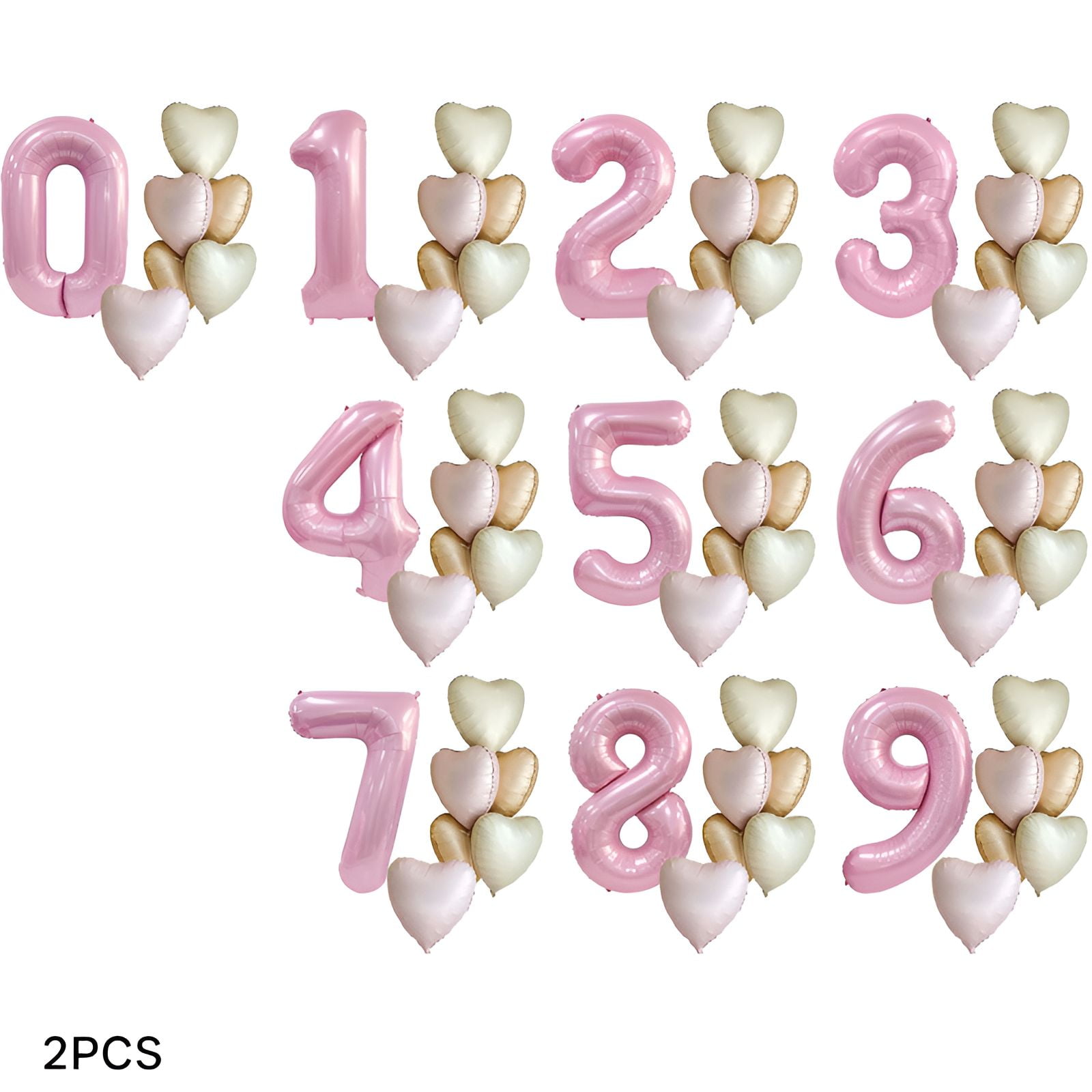 BESTSKY 180Pcs Number Balloons,Pearlescent Pink Tone Party Decorations ...