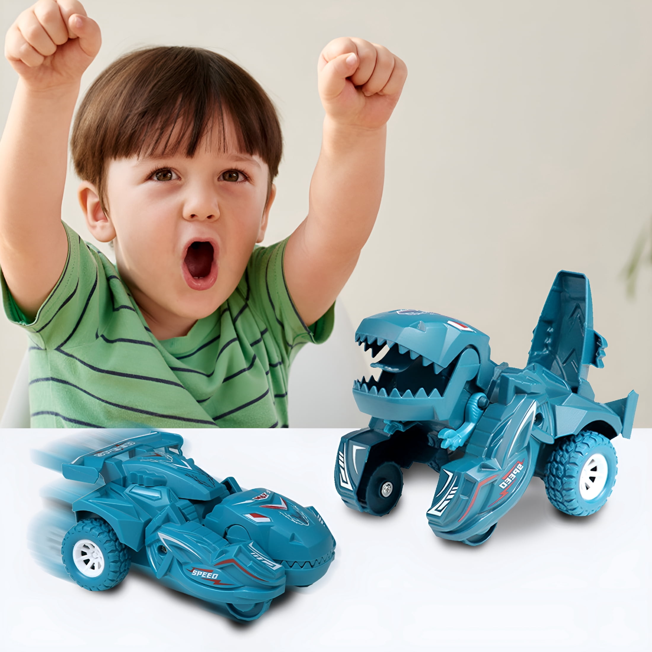BESTSKY 2 in 1 Transforming Dinosaur Car, T Rex Transformer Toys for 3 ...