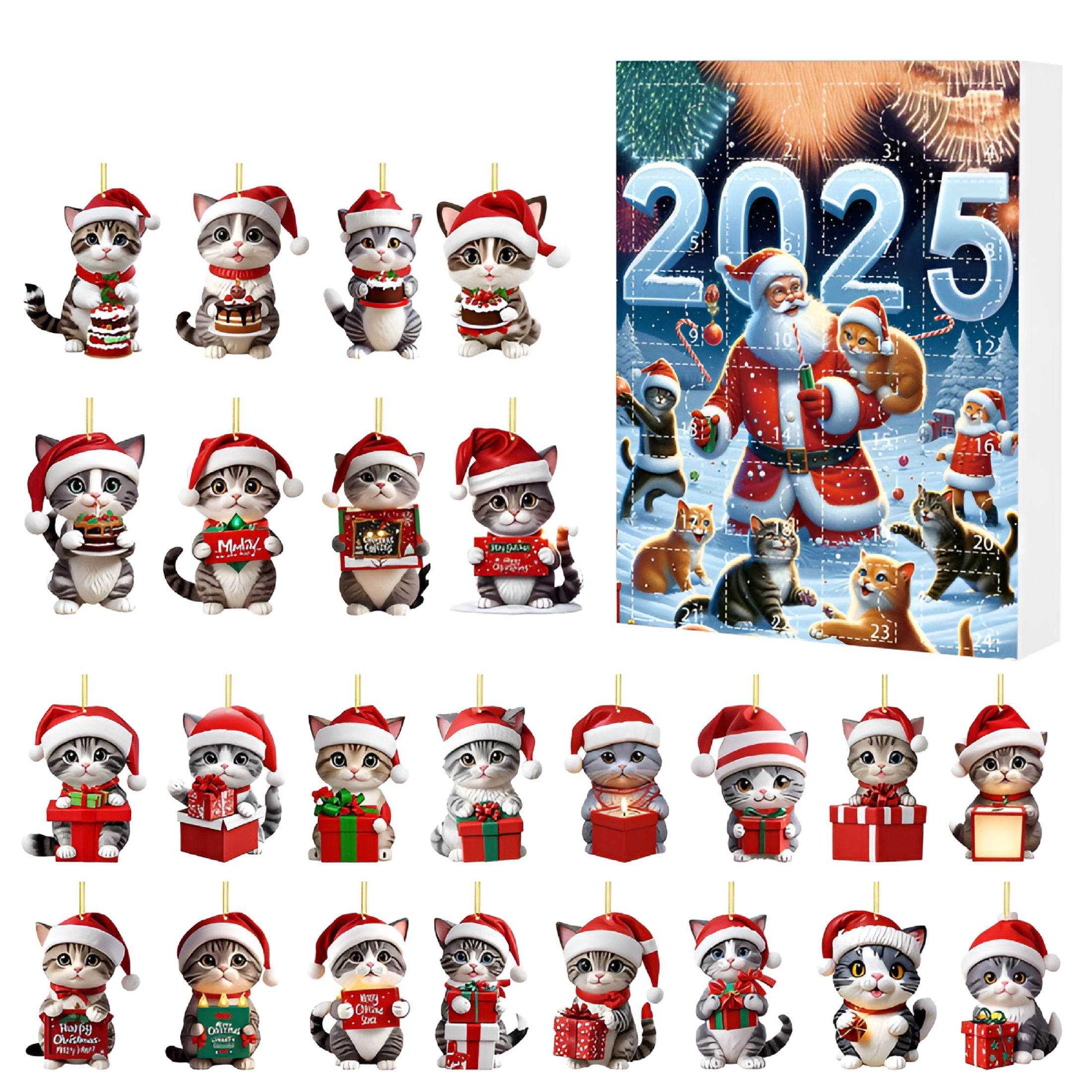 BESTSKY 2025 Delightful Cat Advent Calendar-24 Day Christmas Countdown ...