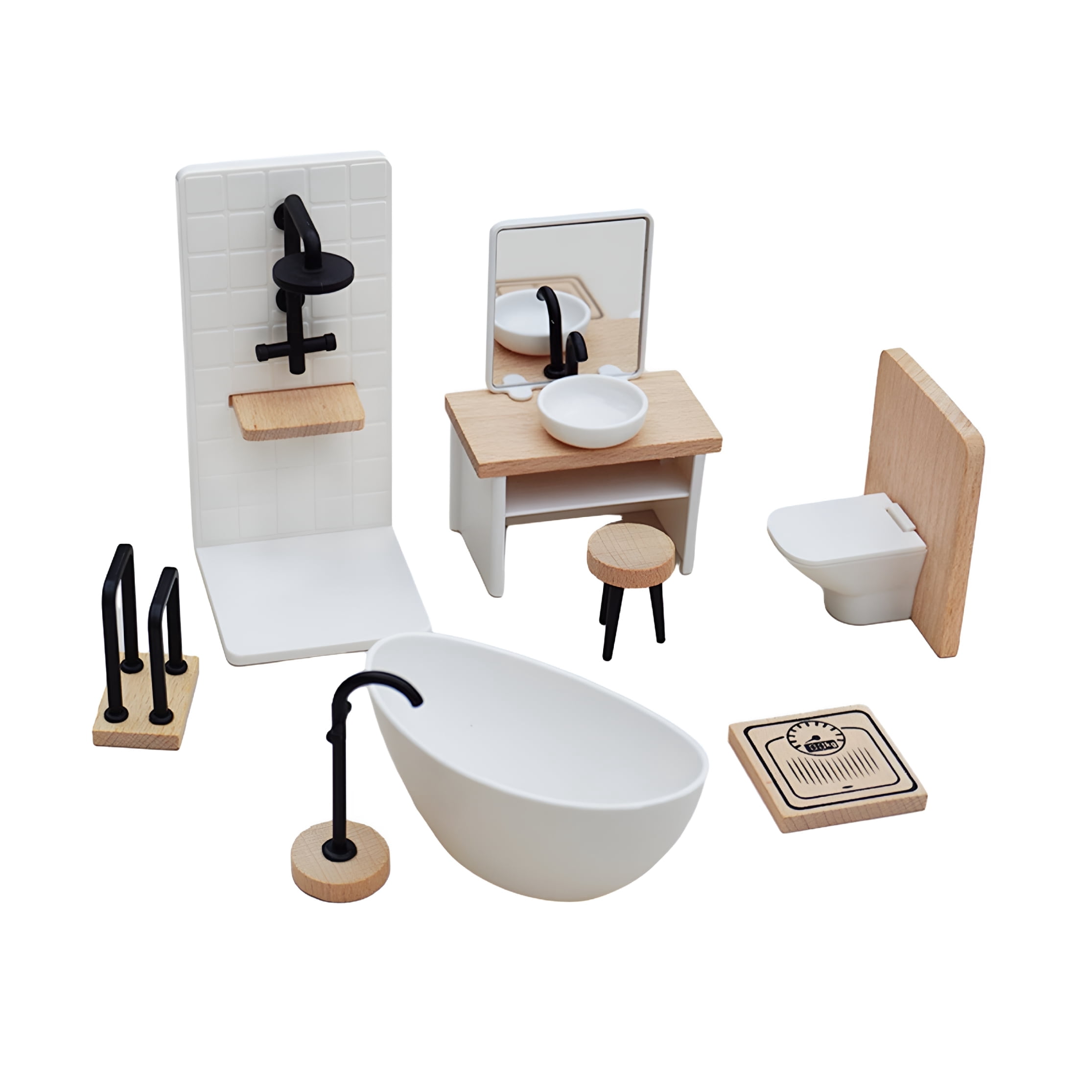 BESTSKY 2026 New 1/12 Dollhouse Bathroom Set Miniature Furniture Toys ...