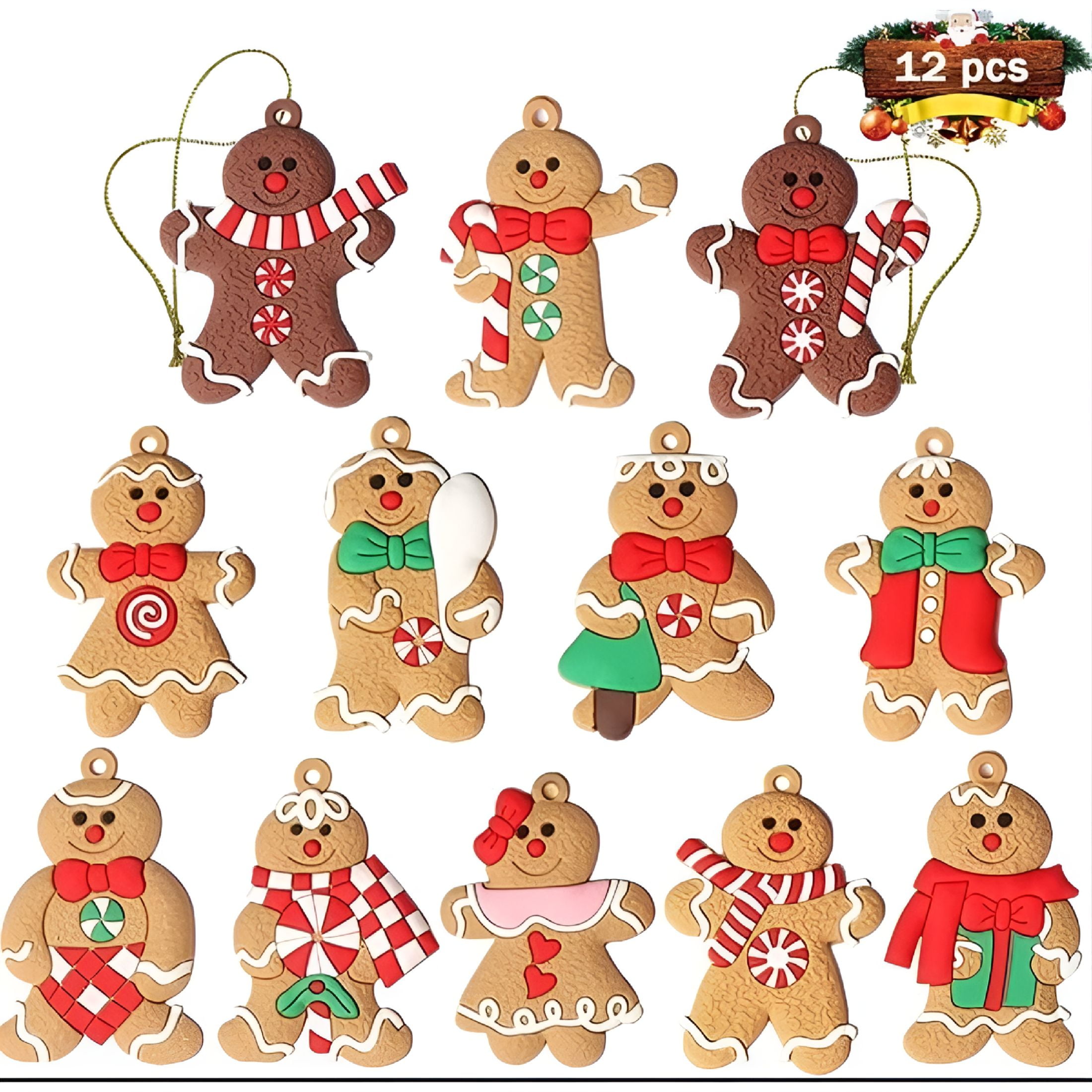 BESTSKY 2026 New 12Pcs Gingerbread Man Ornaments for Christmas Tree ...