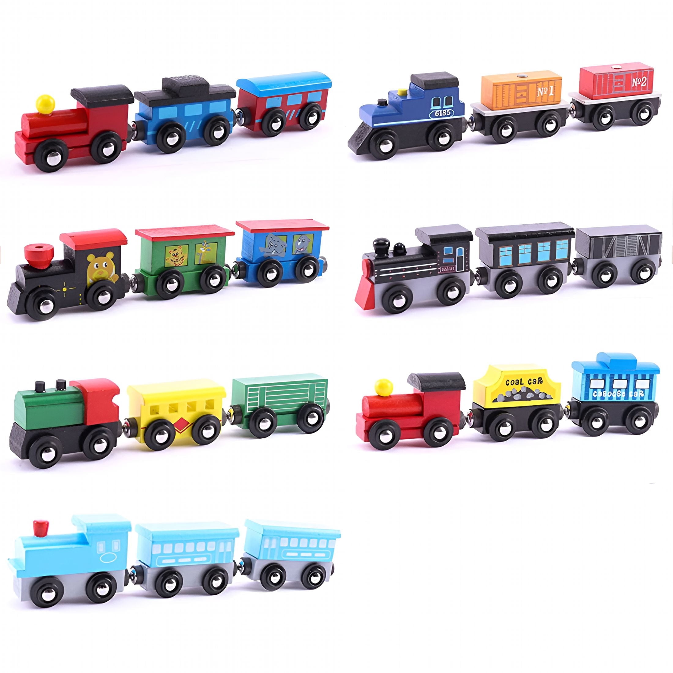 BESTSKY 2026 New 3Pcs/Set Magnetic Wooden Mini Train Carriage Model ...