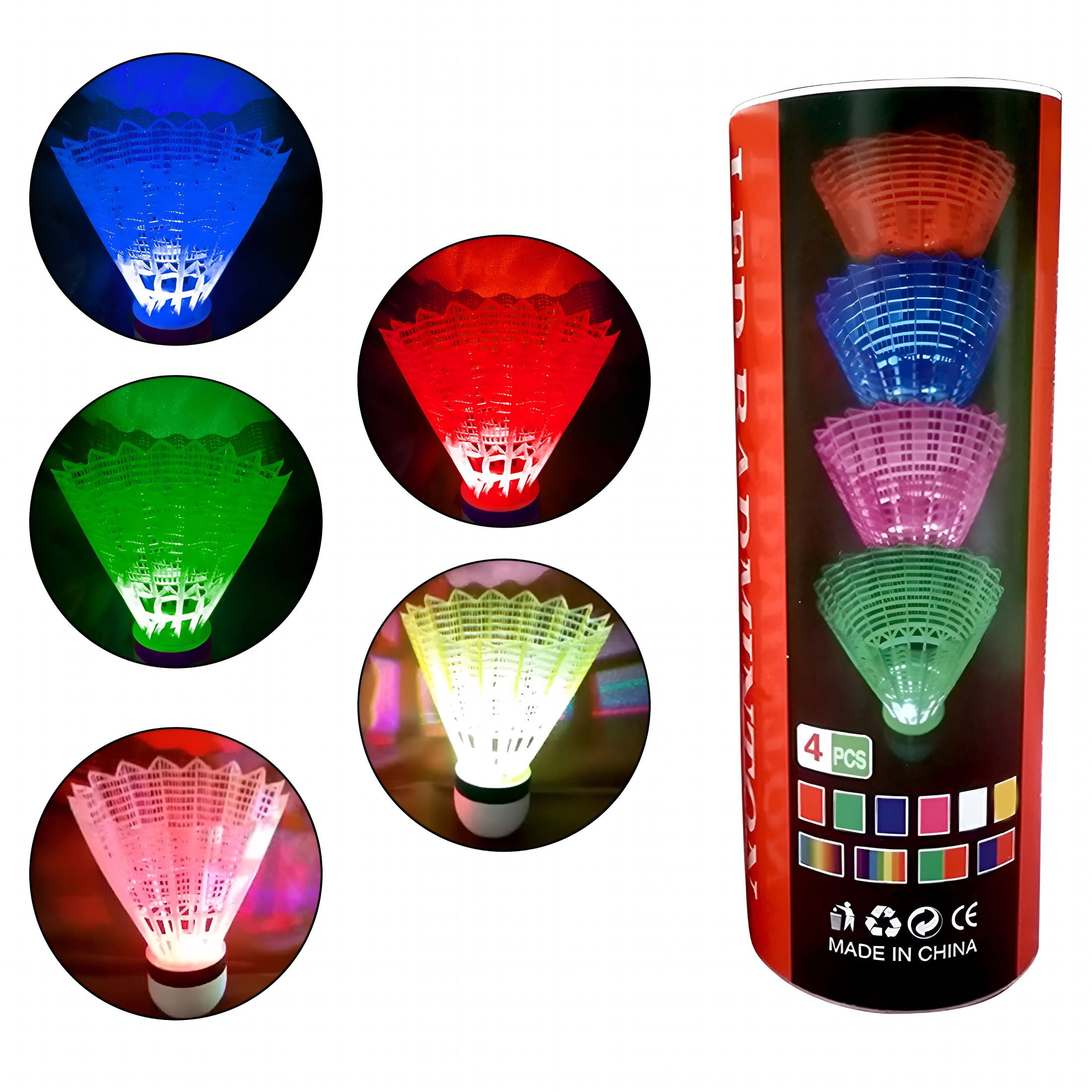 BESTSKY 2026 New 4Pcs/Set Led Badminton, Led Colourful Shuttlecock Dark ...