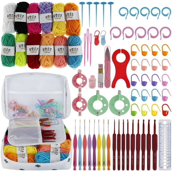 BESTSKY 2026 New 79/82Pcs Crochet Kits for Beginners Colorful Crochet ...