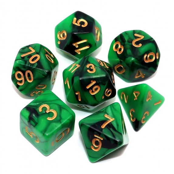 BESTSKY 2026 New Green Mix Black Dice Set Polyhedral Dice for Dungeon ...