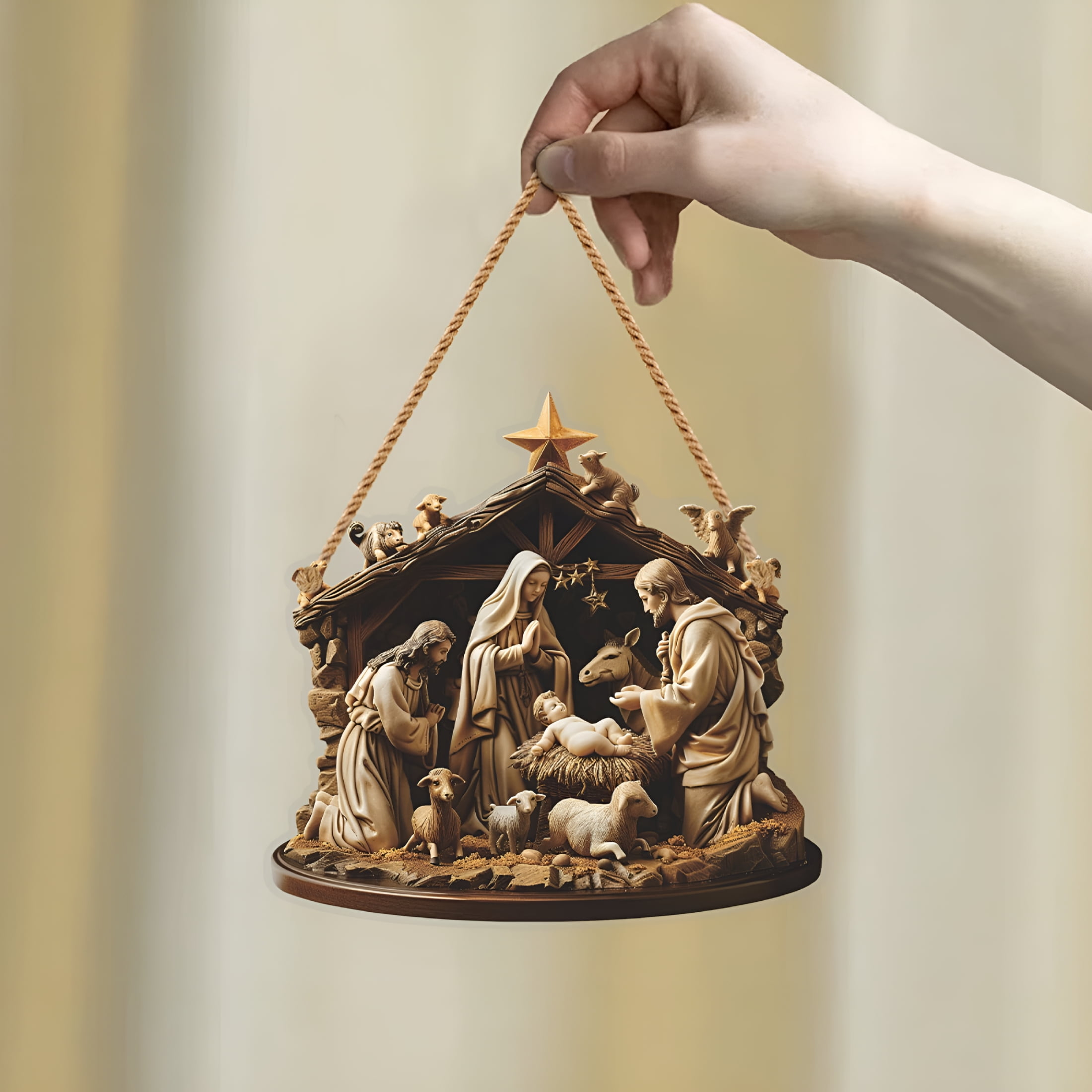 BESTSKY 2026 New Hanging Nativity Scene Characters for Christmas Decor ...