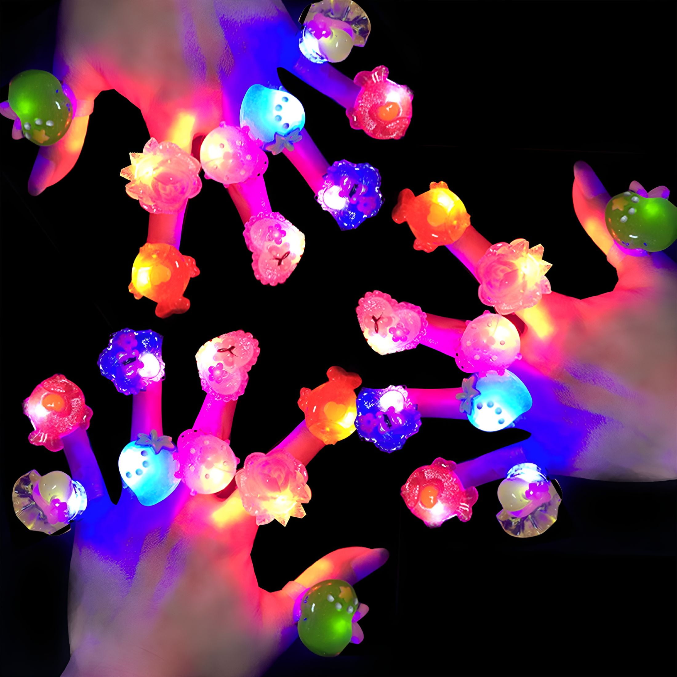 BESTSKY 20pcs/lot Cute Kids Child LED Light Up Flashing Finger Rings ...