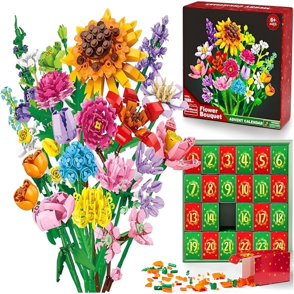 BESTSKY 24 Days Flower Bouquet Christmas Countdown Flower Bouquet ...